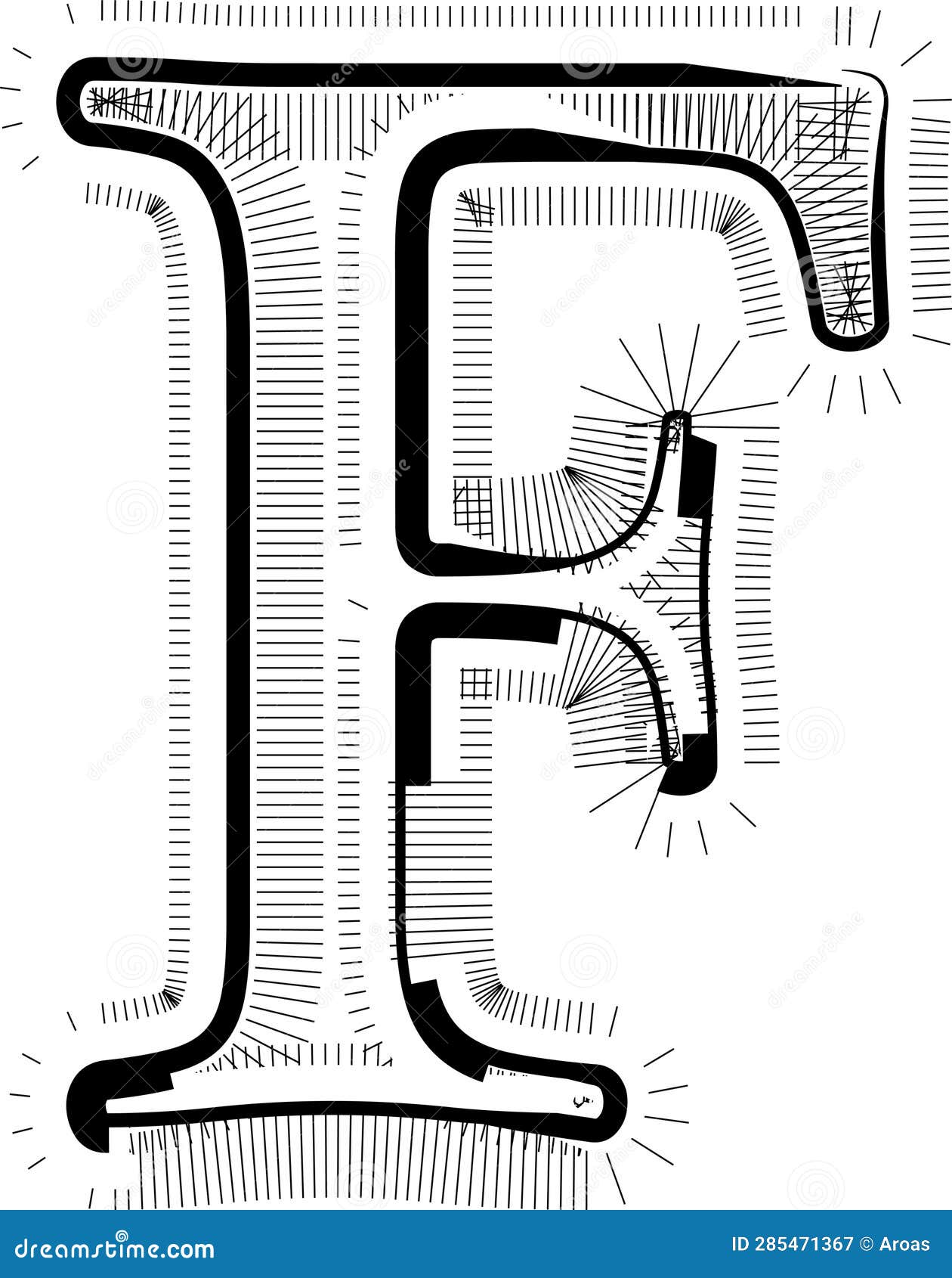 Modern Abstract Striped Design with Lines LETTER F Stock Vector ...