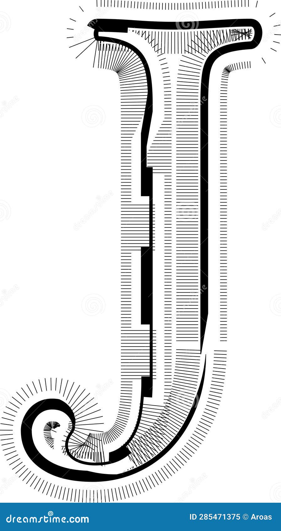 Modern Abstract Striped Design with Lines LETTER J Stock Vector ...