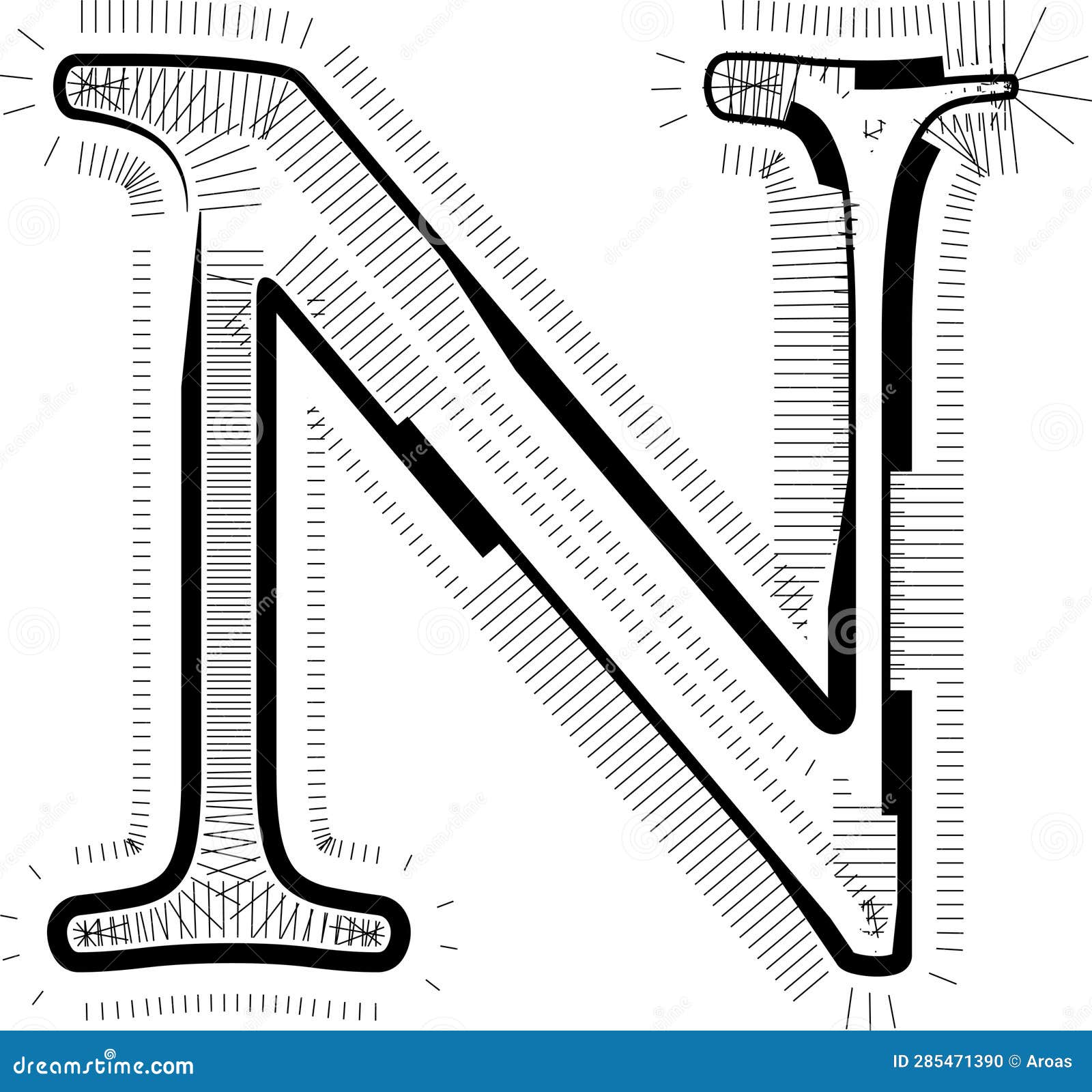 Modern Abstract Striped Design with Lines LETTER N Stock Vector ...