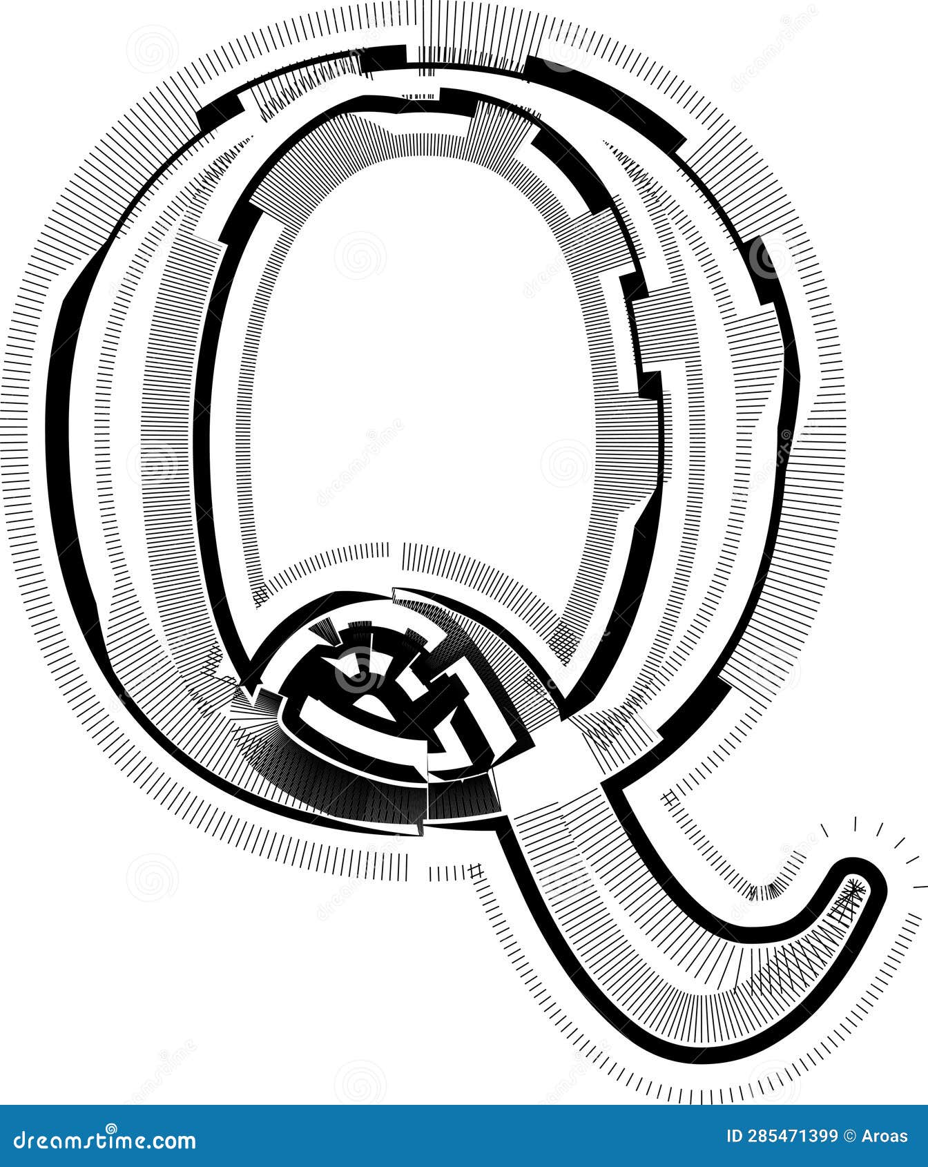 Modern Abstract Striped Design with Lines LETTER Q Stock Vector ...