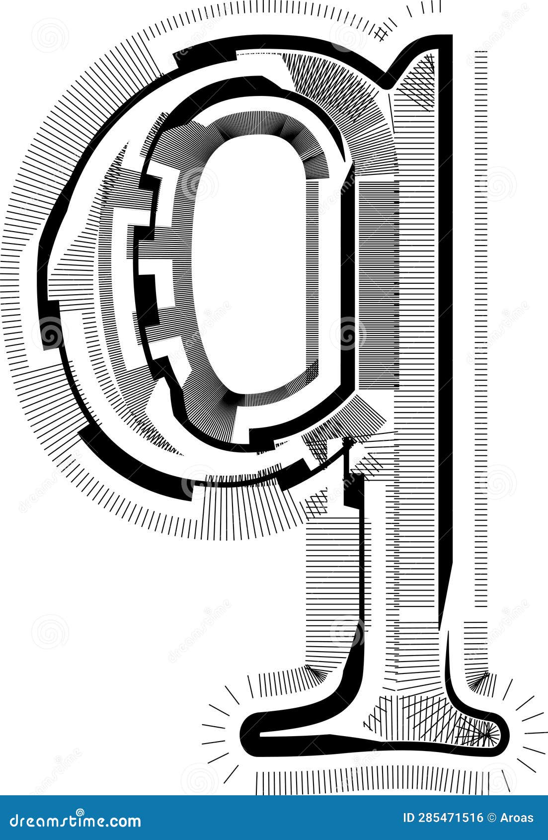 Modern Abstract Striped Design with Lines LETTER Q Stock Illustration ...