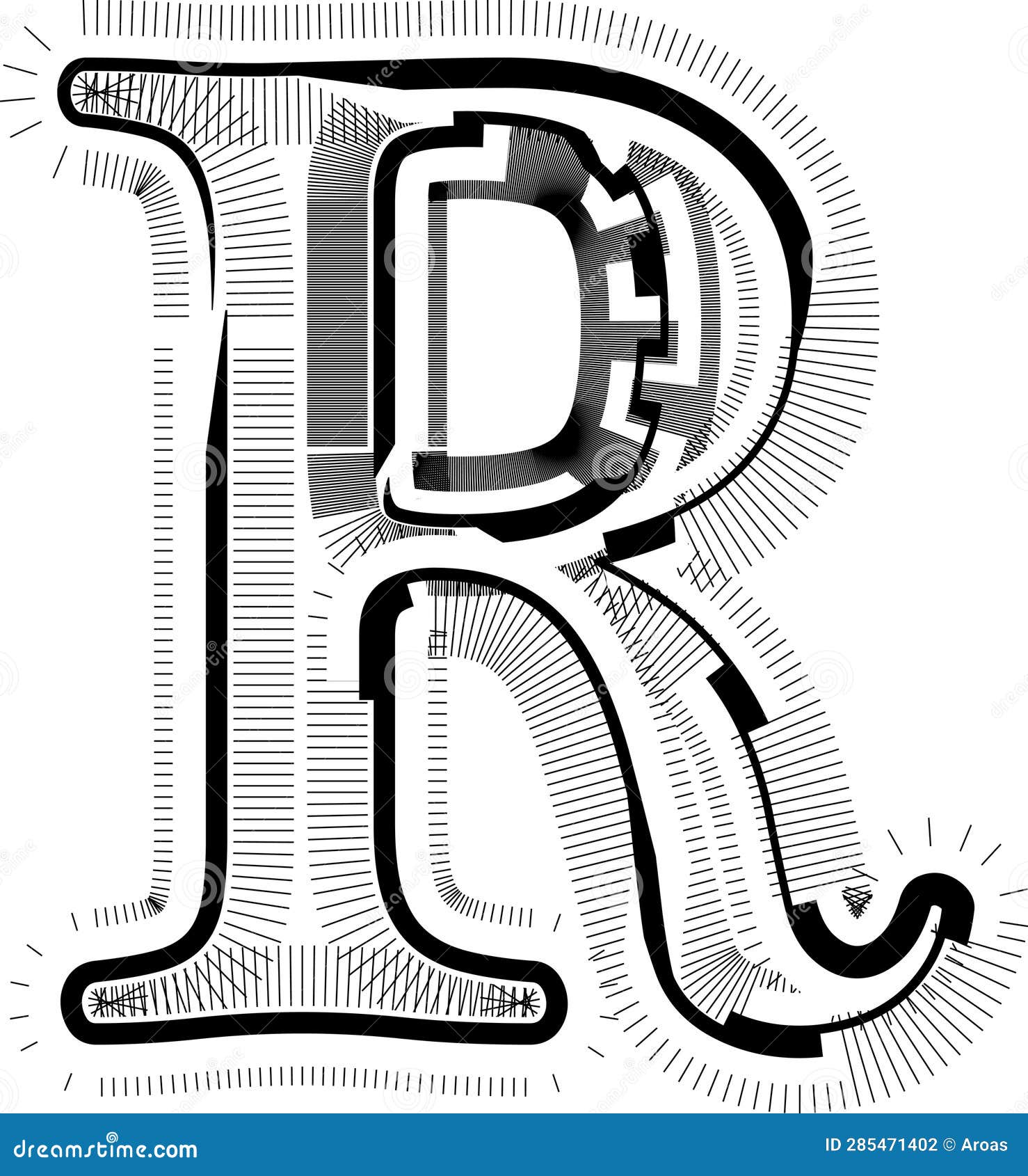 Modern Abstract Striped Design with Lines LETTER R Stock Vector ...