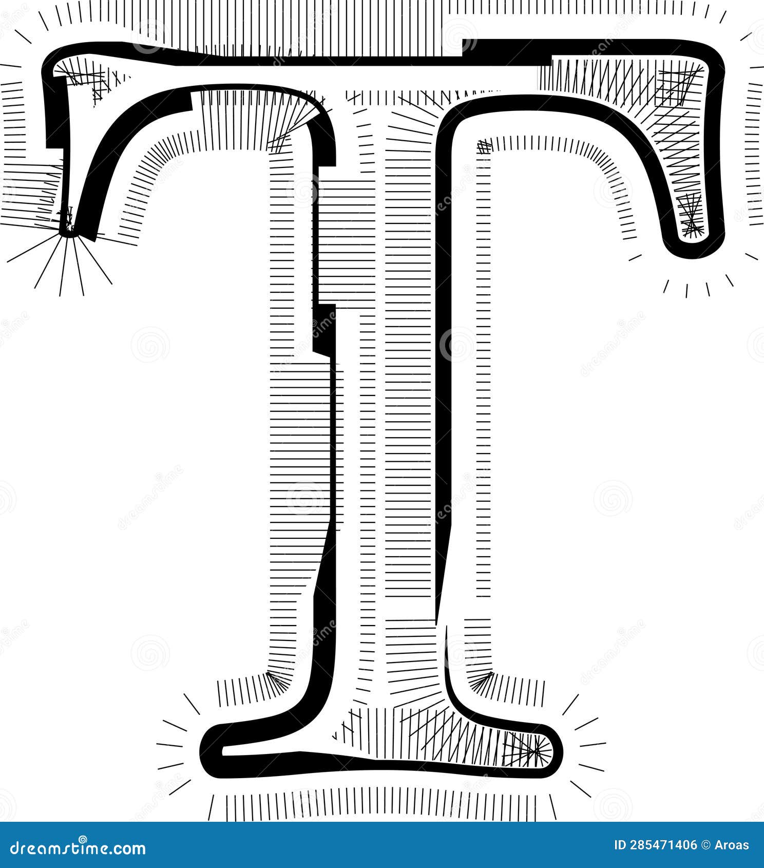 Modern Abstract Striped Design with Lines LETTER T Stock Vector ...