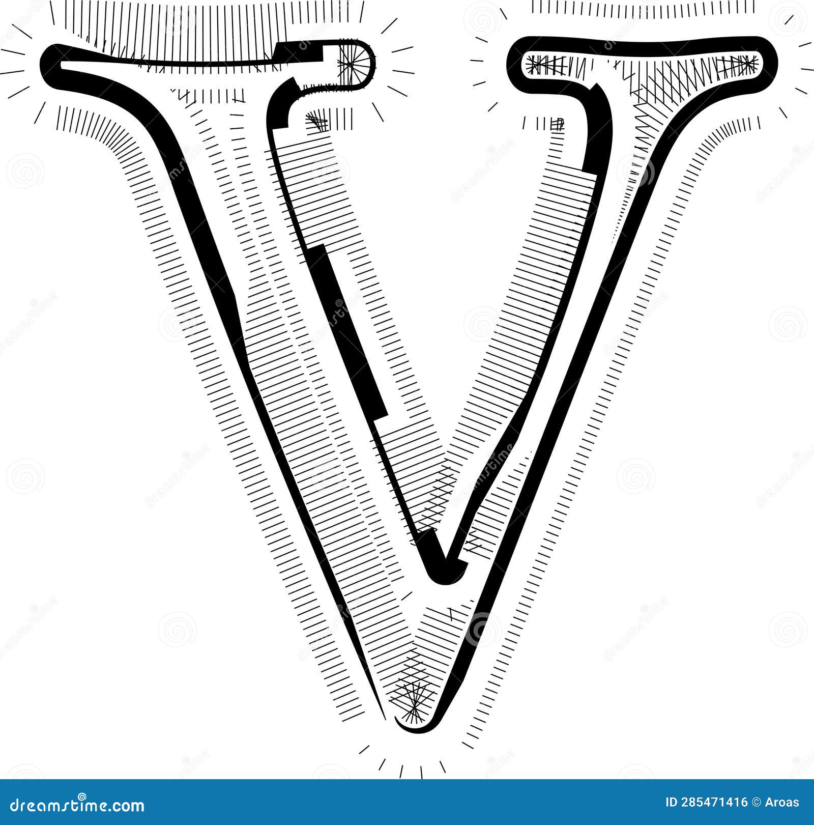 Modern Abstract Striped Design with Lines LETTER V Stock Illustration ...