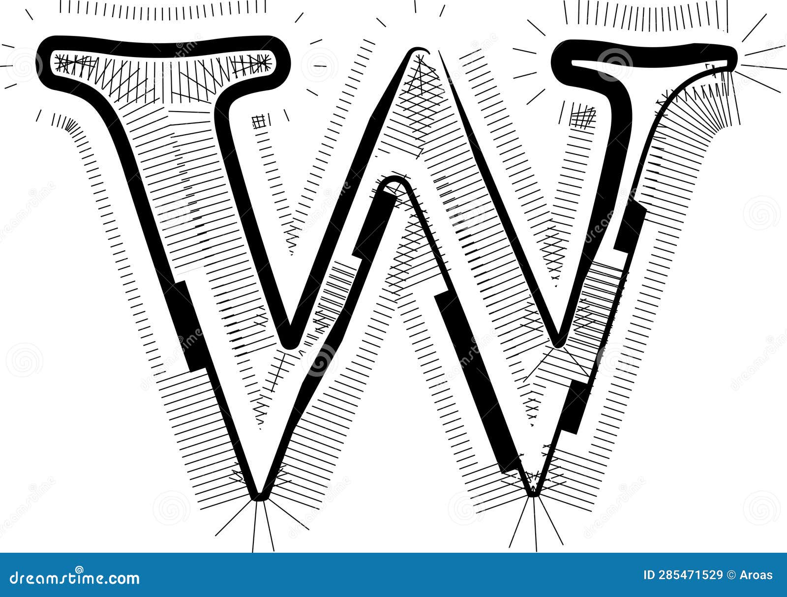 Modern Abstract Striped Design with Lines LETTER W Stock Illustration ...