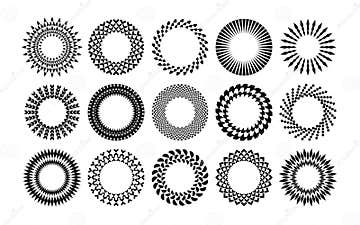 Modern Abstract Sun Circle Border Logo Set. Minimalist Basic Shape ...