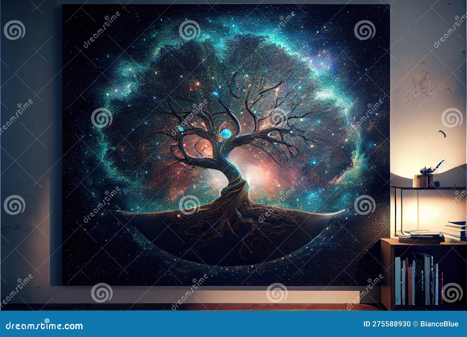 Modern Abstract Tree with Magical Neon Light on Fantasy Tree Frame ...