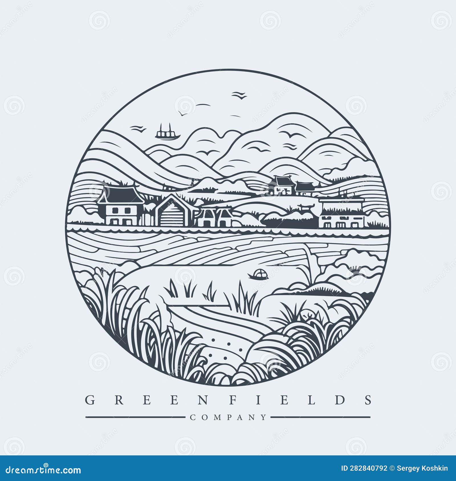 Modern Abstract Vector Logo Template of Fields and Mountains Stock ...