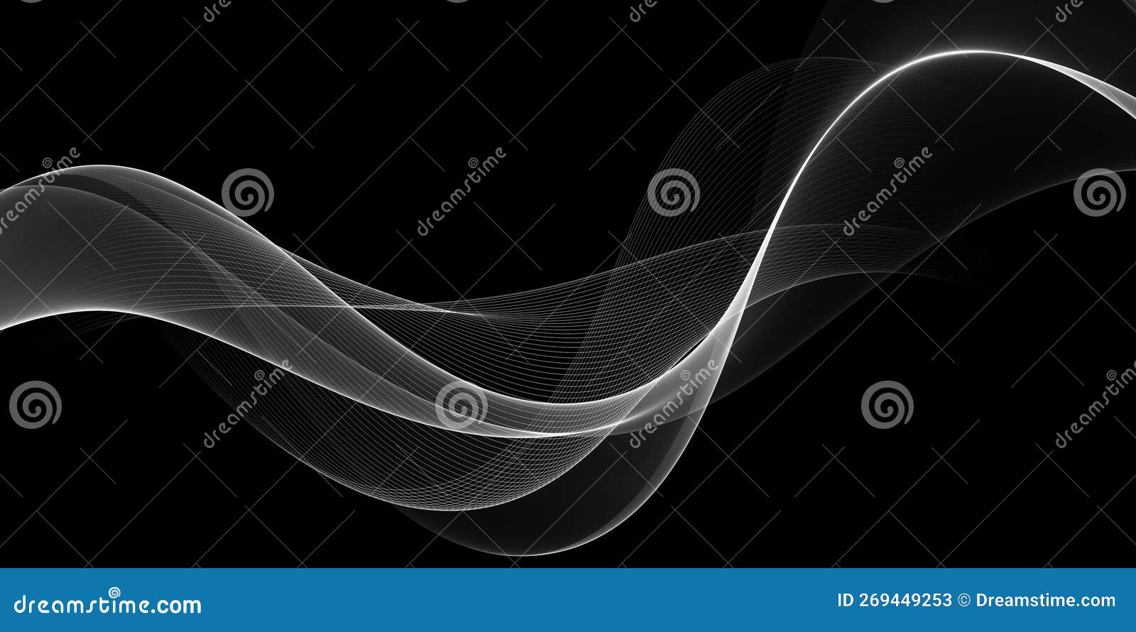 Modern Abstract Wave Lines on Black Background Stock Illustration ...