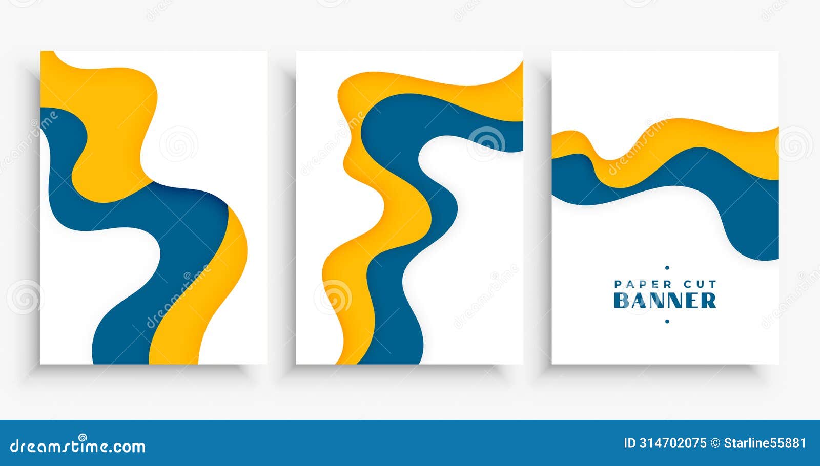 Modern and Abstract Wavy Pattern Cutout Banner in Set Stock Vector ...