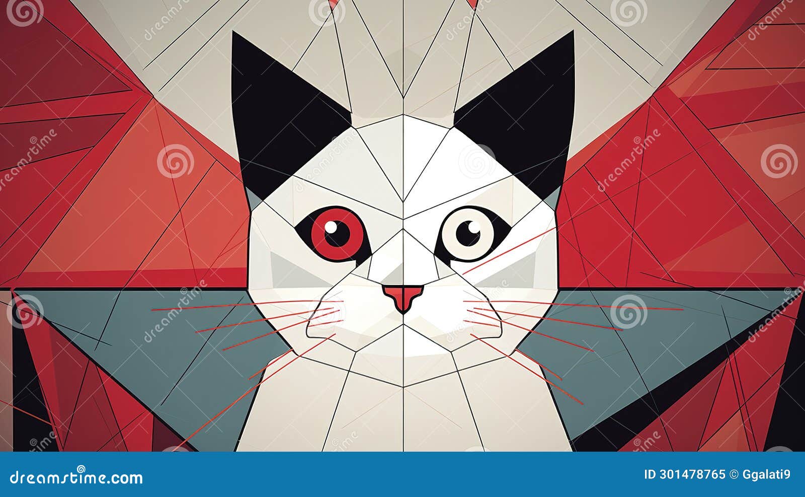 A Modern Abstract White Cat Design Artwork, Geometrical Style, Ai ...