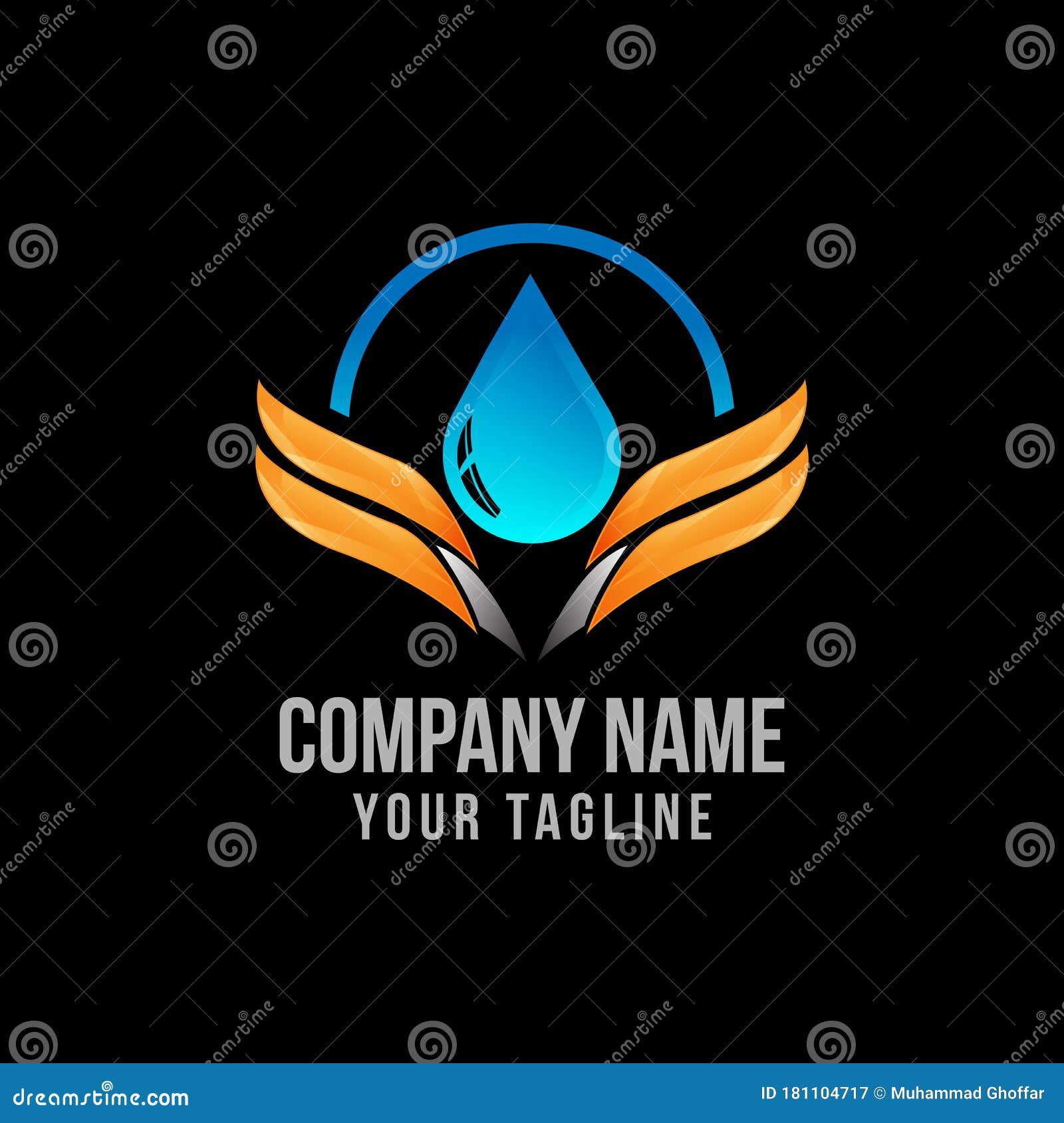 Modern Abstract Wing and Drop Water Logo, Water Drop Nature Wing Fly ...