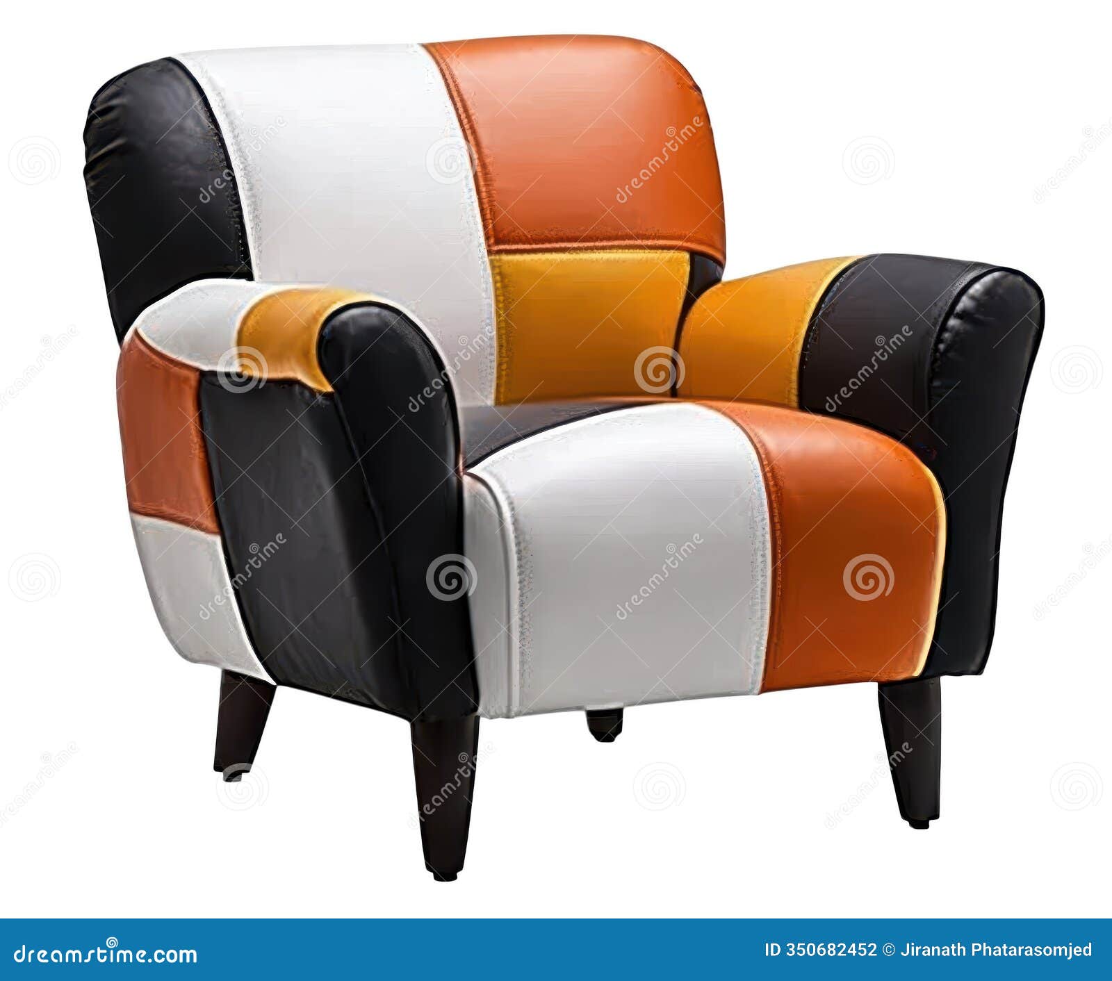 Modern Accent Chair with Bold Colors and Unique Patchwork Design Stock ...