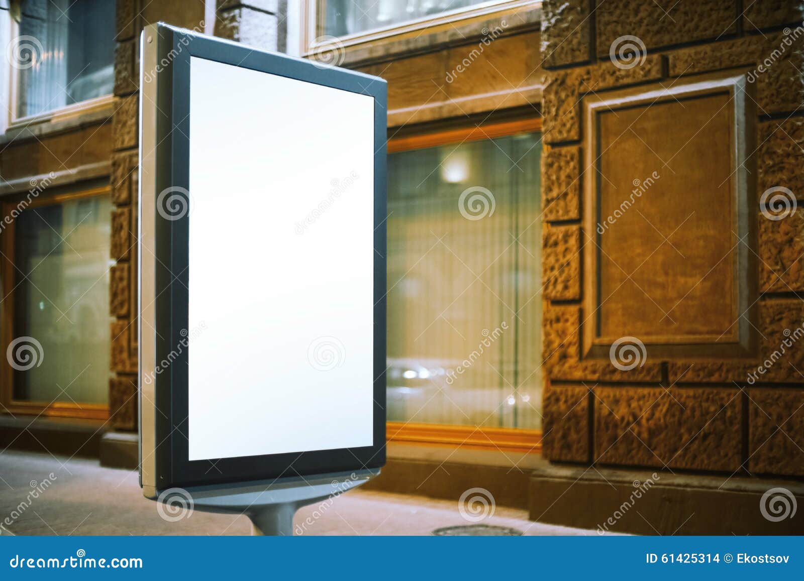 Modern Advertising Stand Near Old Building Stock Photo - Image of green ...