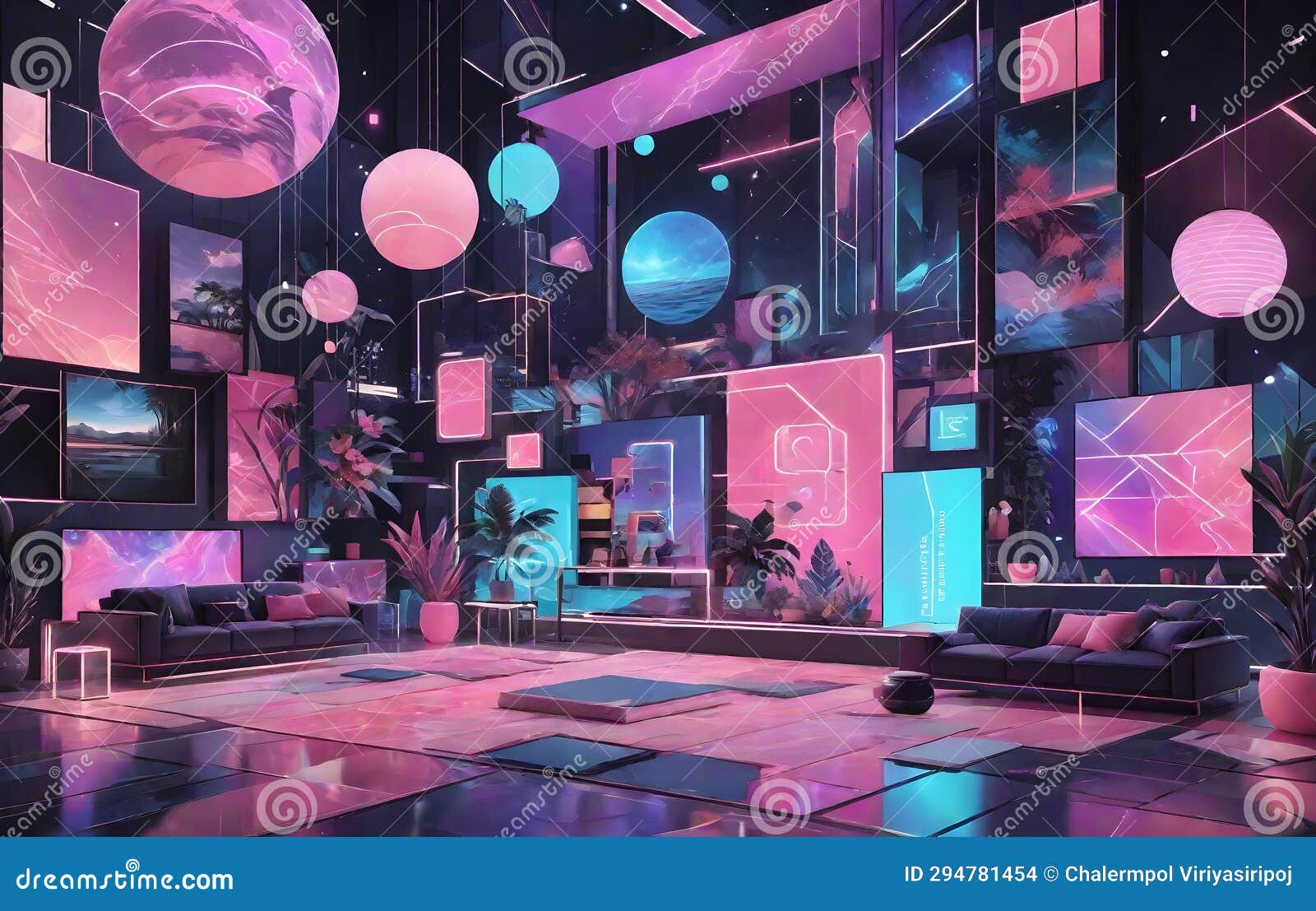 Modern Aesthetic Background in Studio Pastel Pink-blue. Stock ...