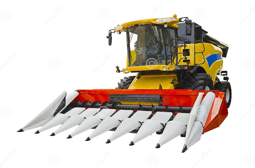Modern Agricultural Combine, Front View Stock Image - Image of crop ...