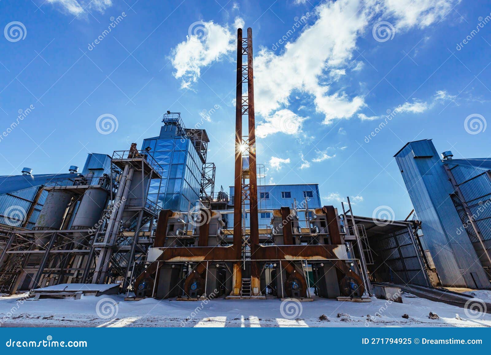 Modern Agricultural Grain Drying Complex Stock Image - Image of pipe ...
