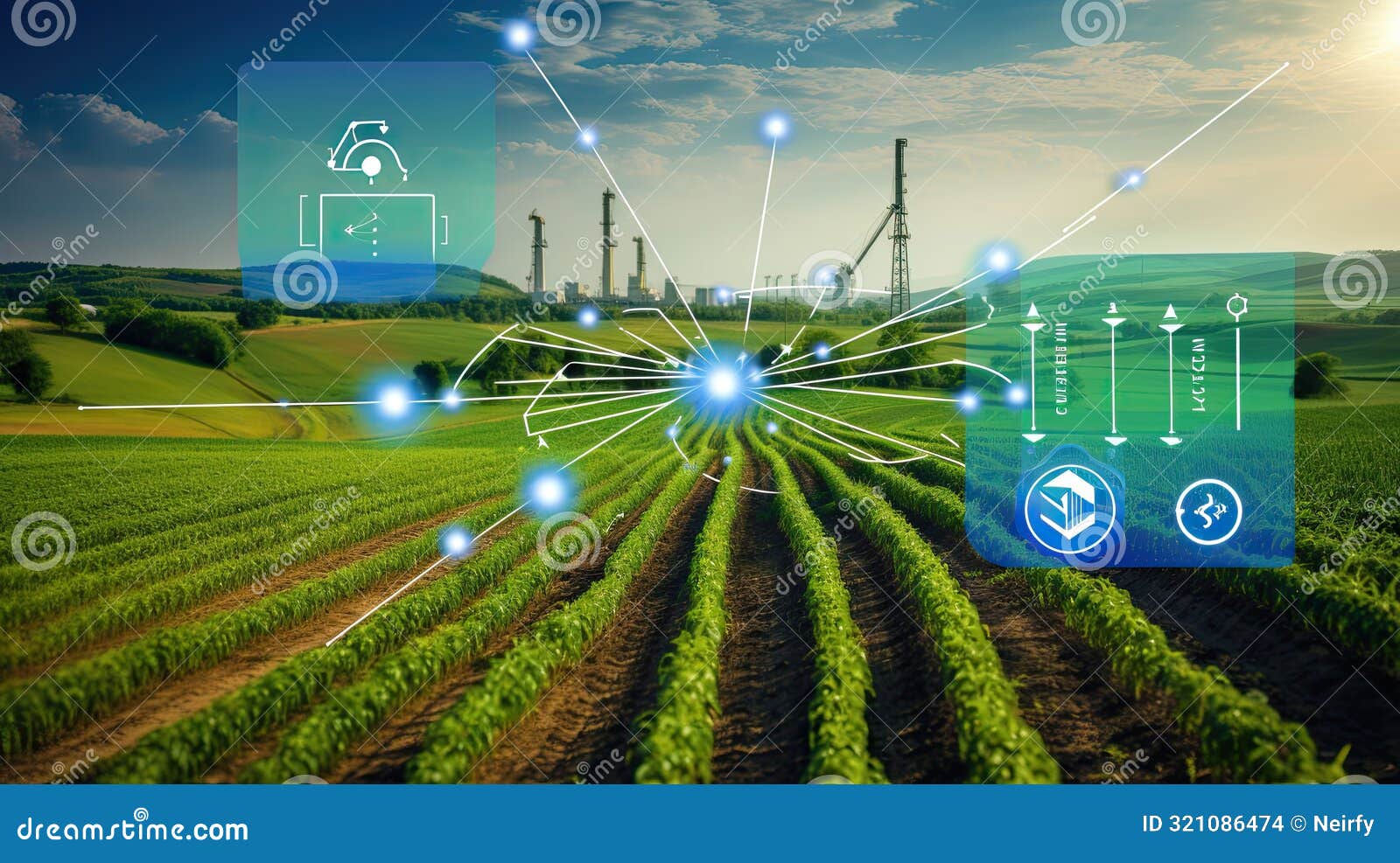 Modern Agricultural Technology Based on Smart Farming. Stock Photo ...