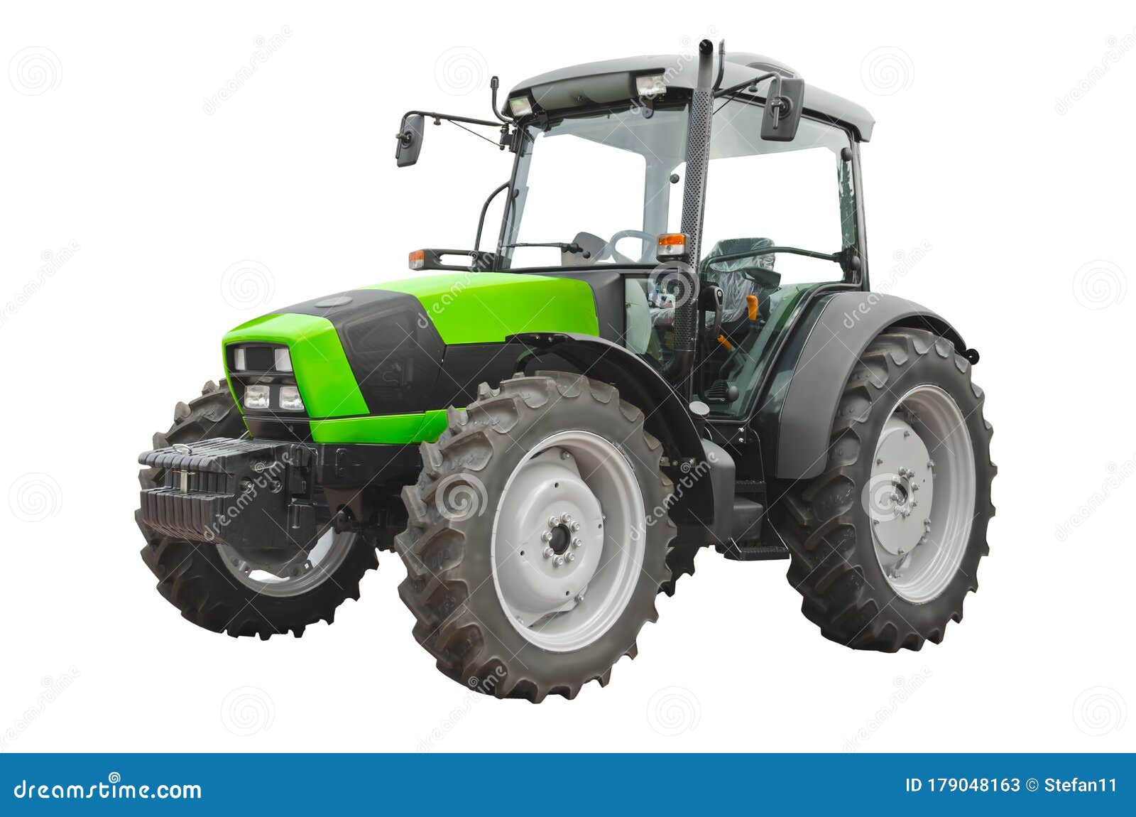 Modern Agricultural Tractor, Side View Stock Image - Image of green ...