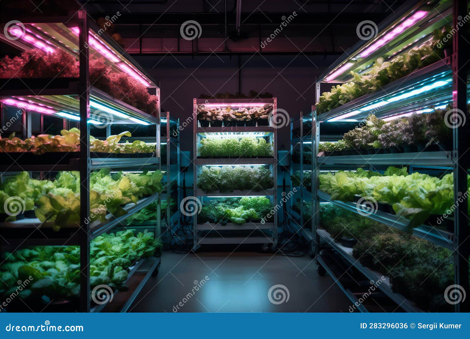 Modern Agriculture Laboratory with Artificial Light Growing Genetic Modified Plants. Stock ...
