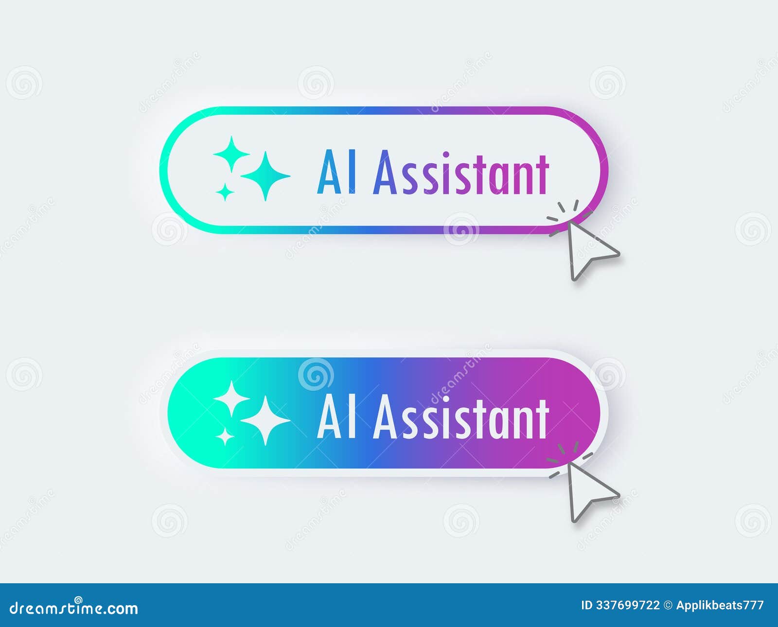 Modern AI Assistant Button. 3D Push Button. AI Stars. Artificial ...