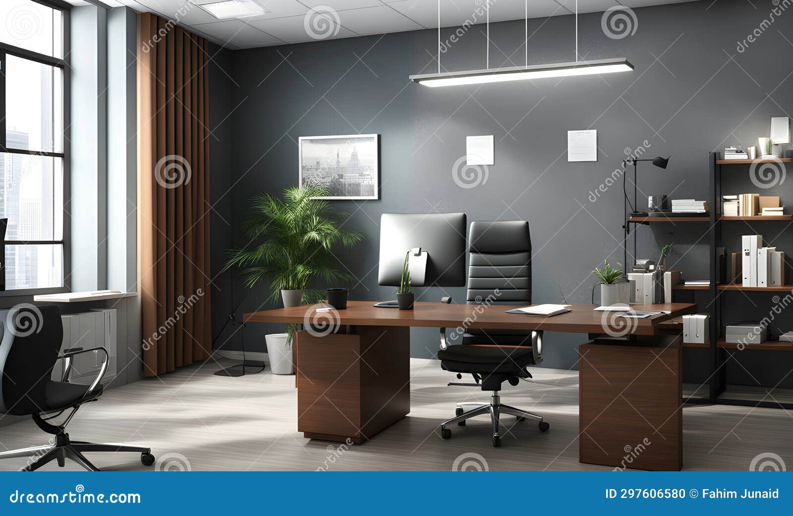 Modern AI-Generated Office Interior Design Stock Illustration ...