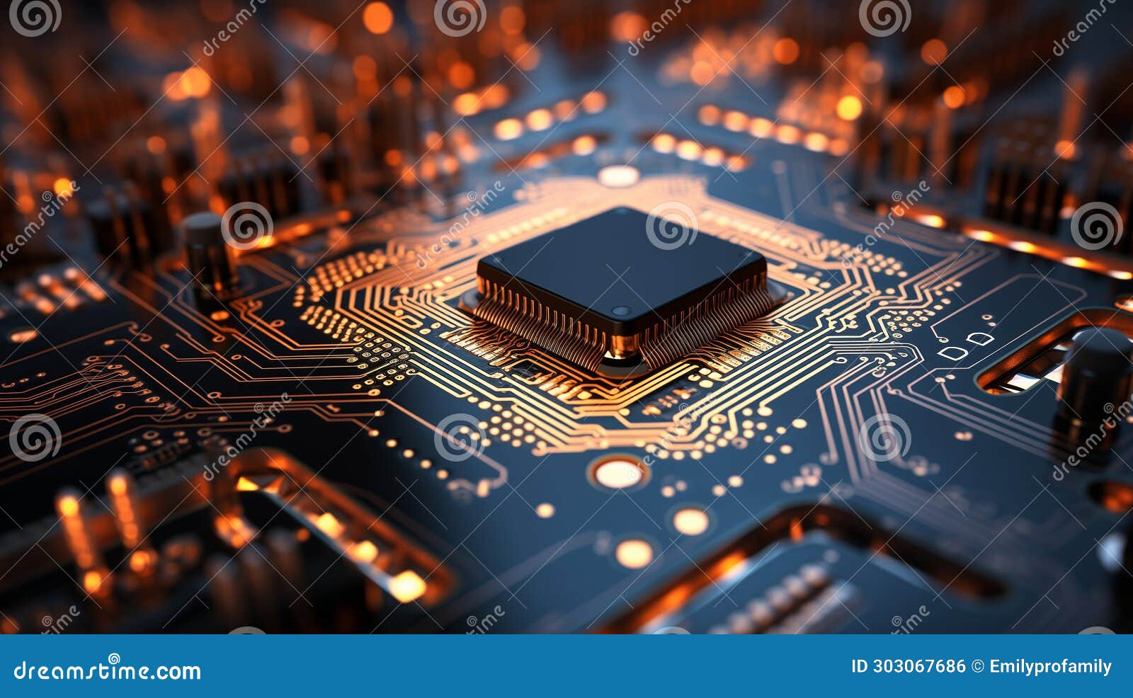Modern AI Processing Units and Electronic Chips Stock Illustration ...