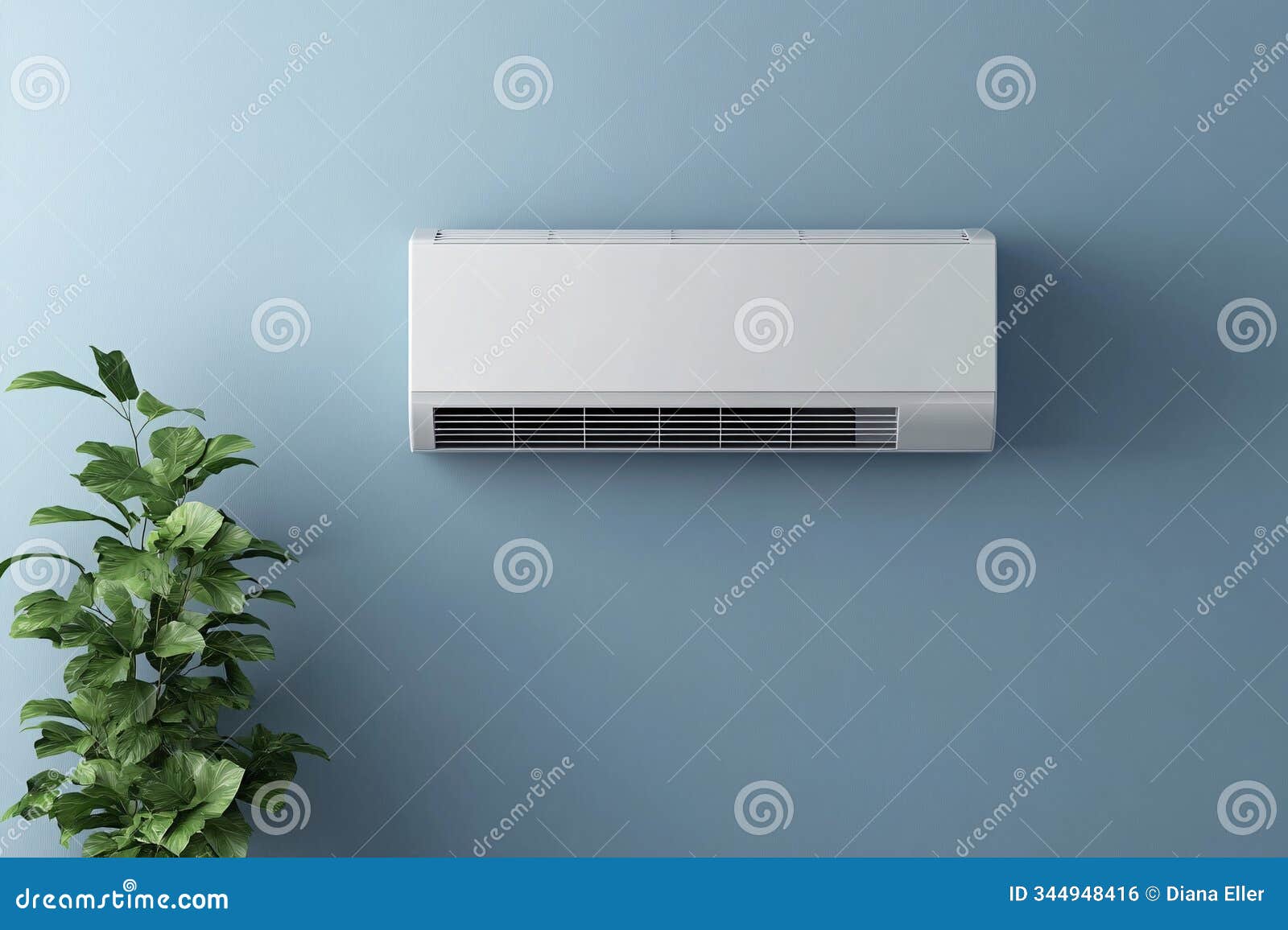 Modern Air Conditioner on the Blue Wall Stock Illustration ...