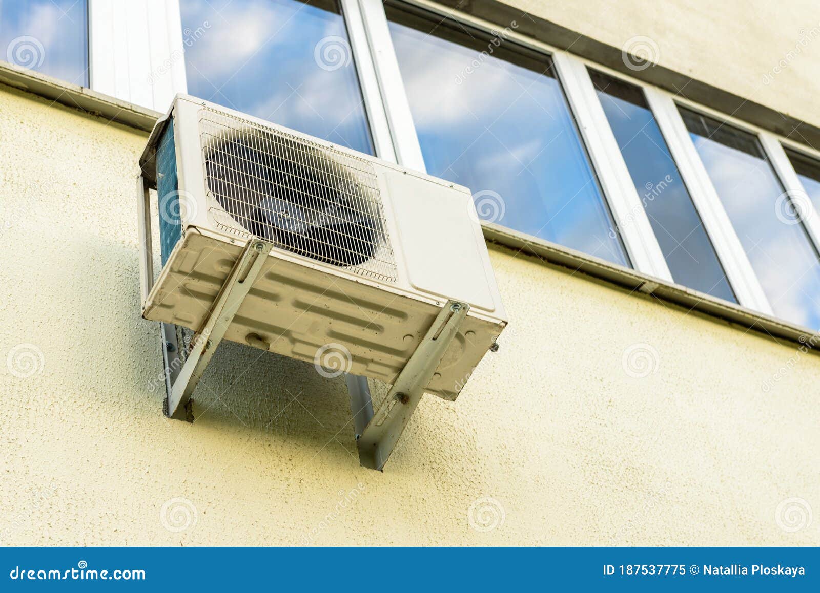 Modern Air Conditioner Compressor on Wall of Building Stock Image ...