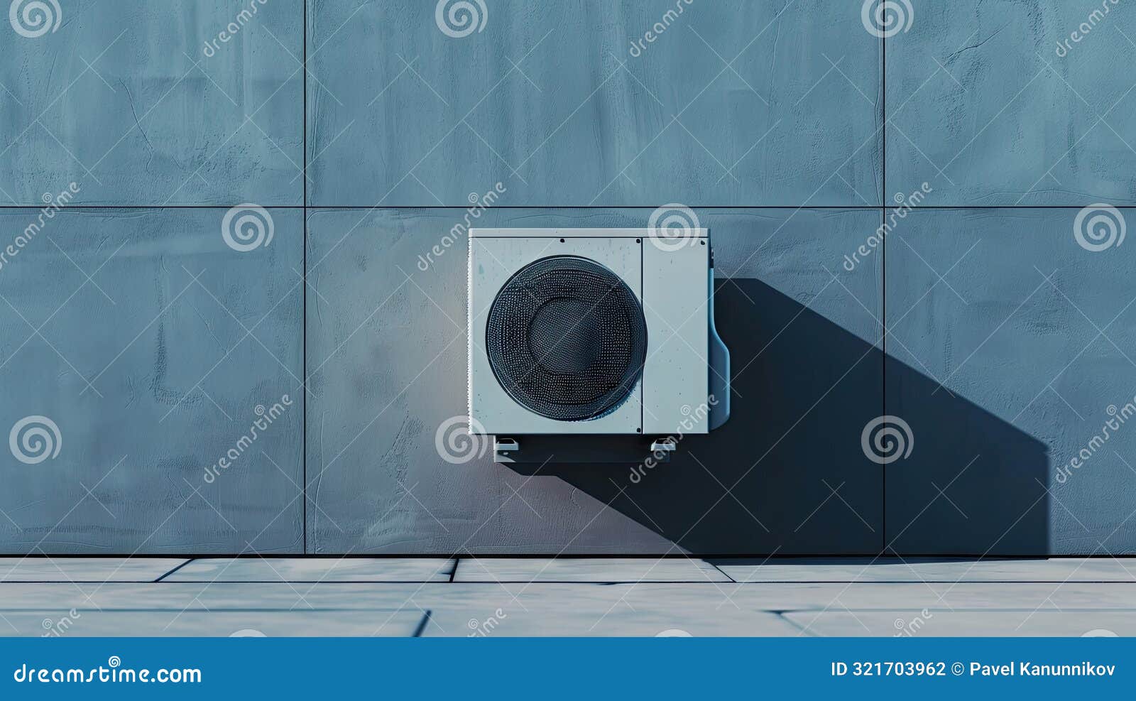 A Modern Air Conditioner on a Concrete Wall Stock Photo - Image of ...