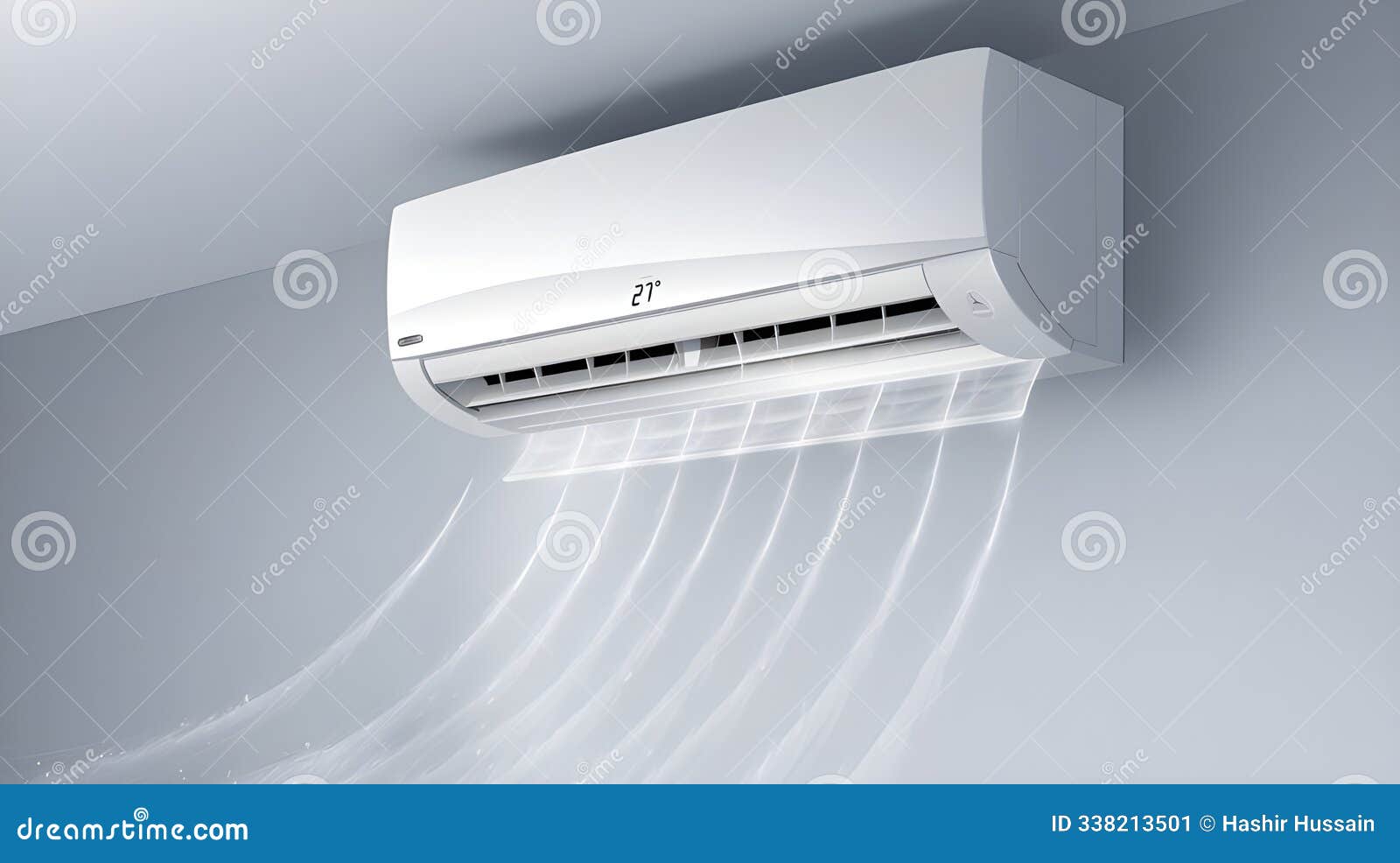 Modern Air Conditioner Unit with Cool Air Flow and 27 Degree ...