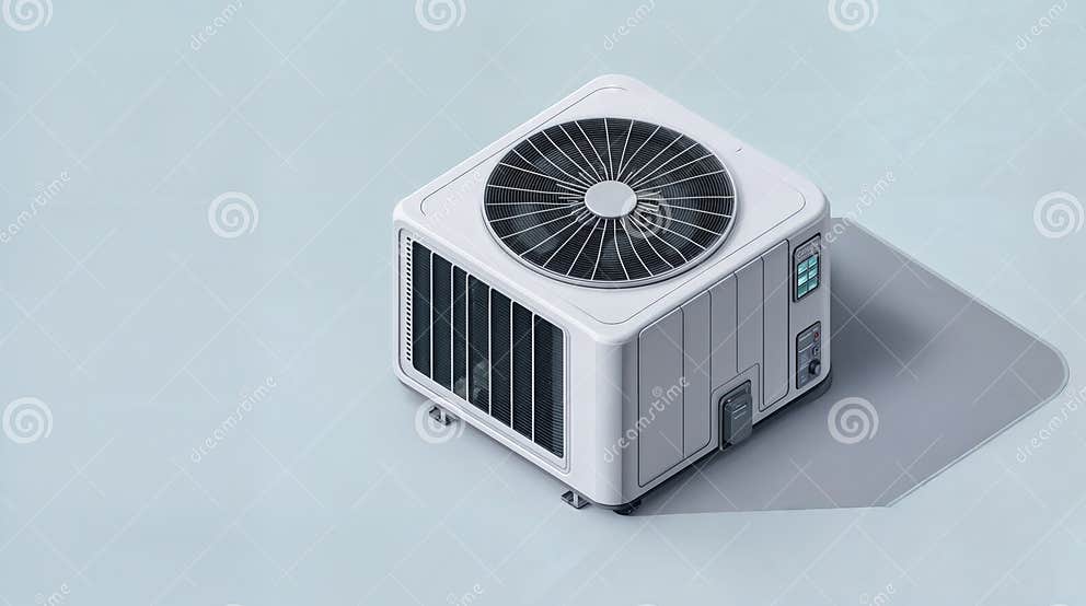 Modern Air Conditioner Unit Cooling System on Light Blue Background ...