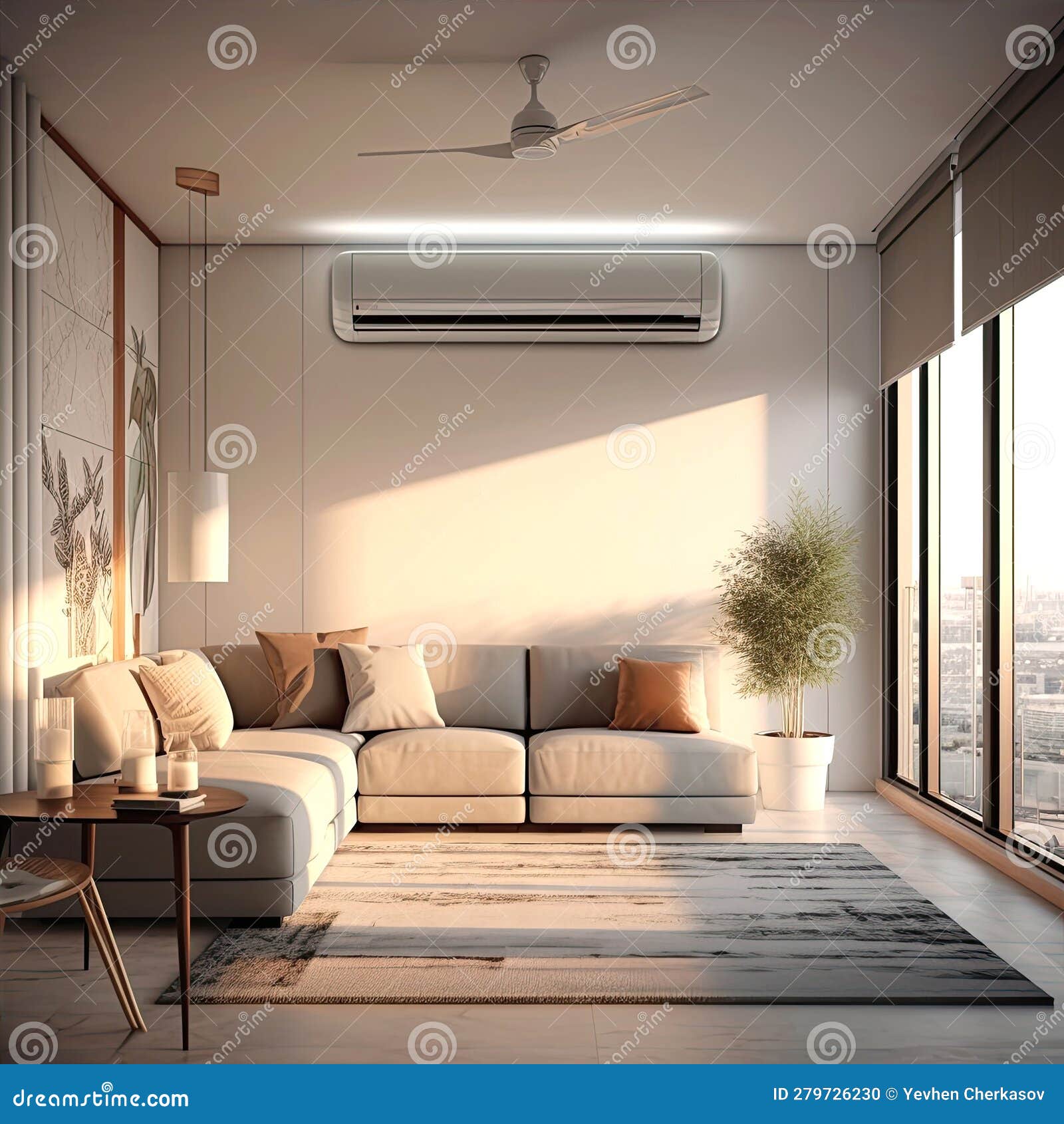 A Modern Air Conditioning Unit in a Stylish Setting. Created with ...