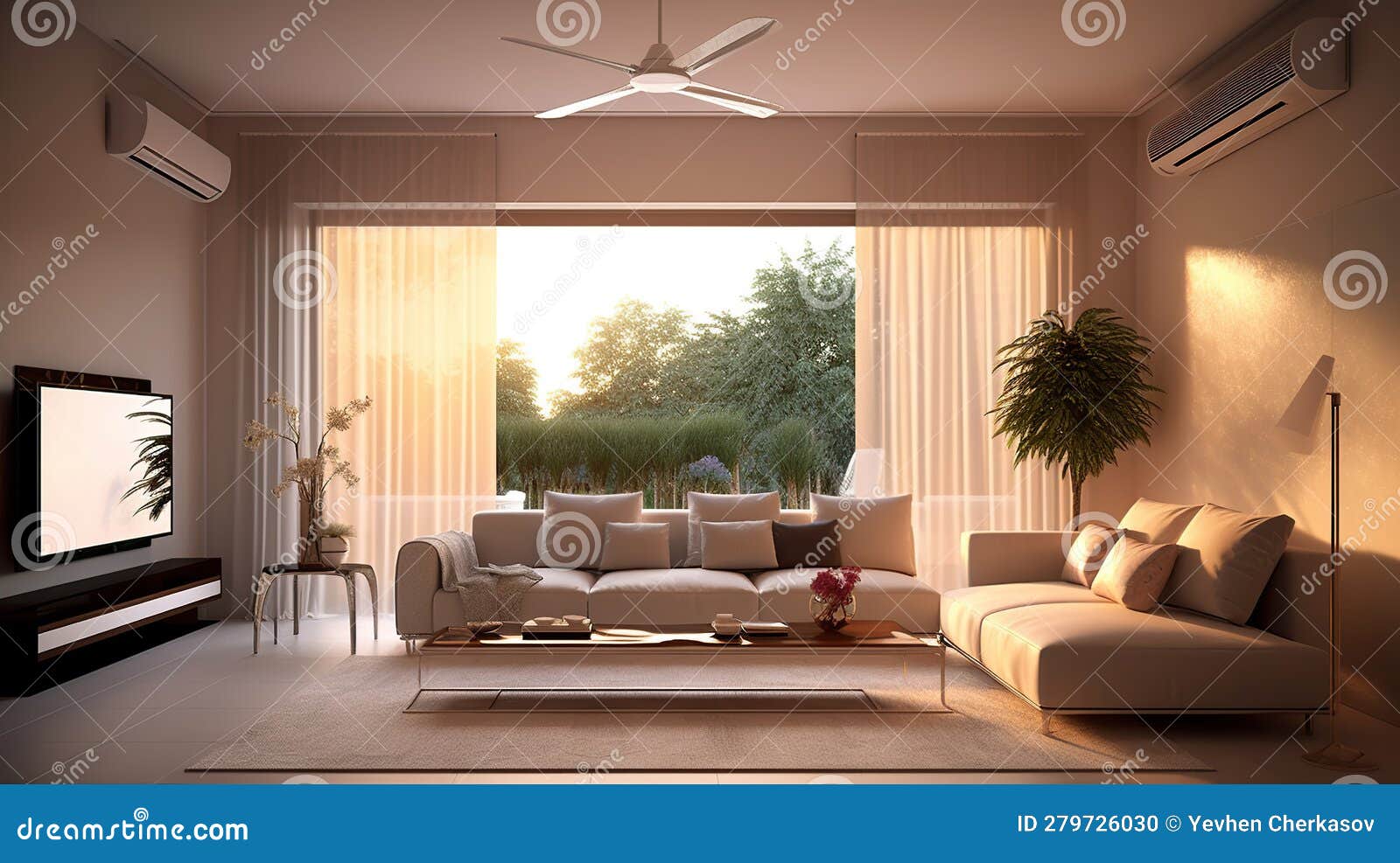 A Modern Air Conditioning Unit in a Stylish Setting. Created with ...