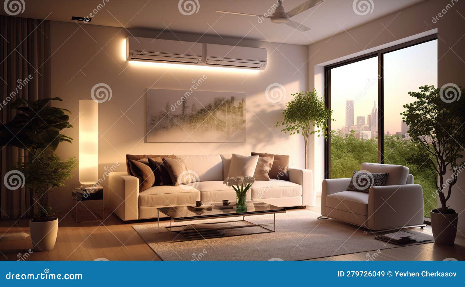 A Modern Air Conditioning Unit in a Stylish Setting. Created with ...