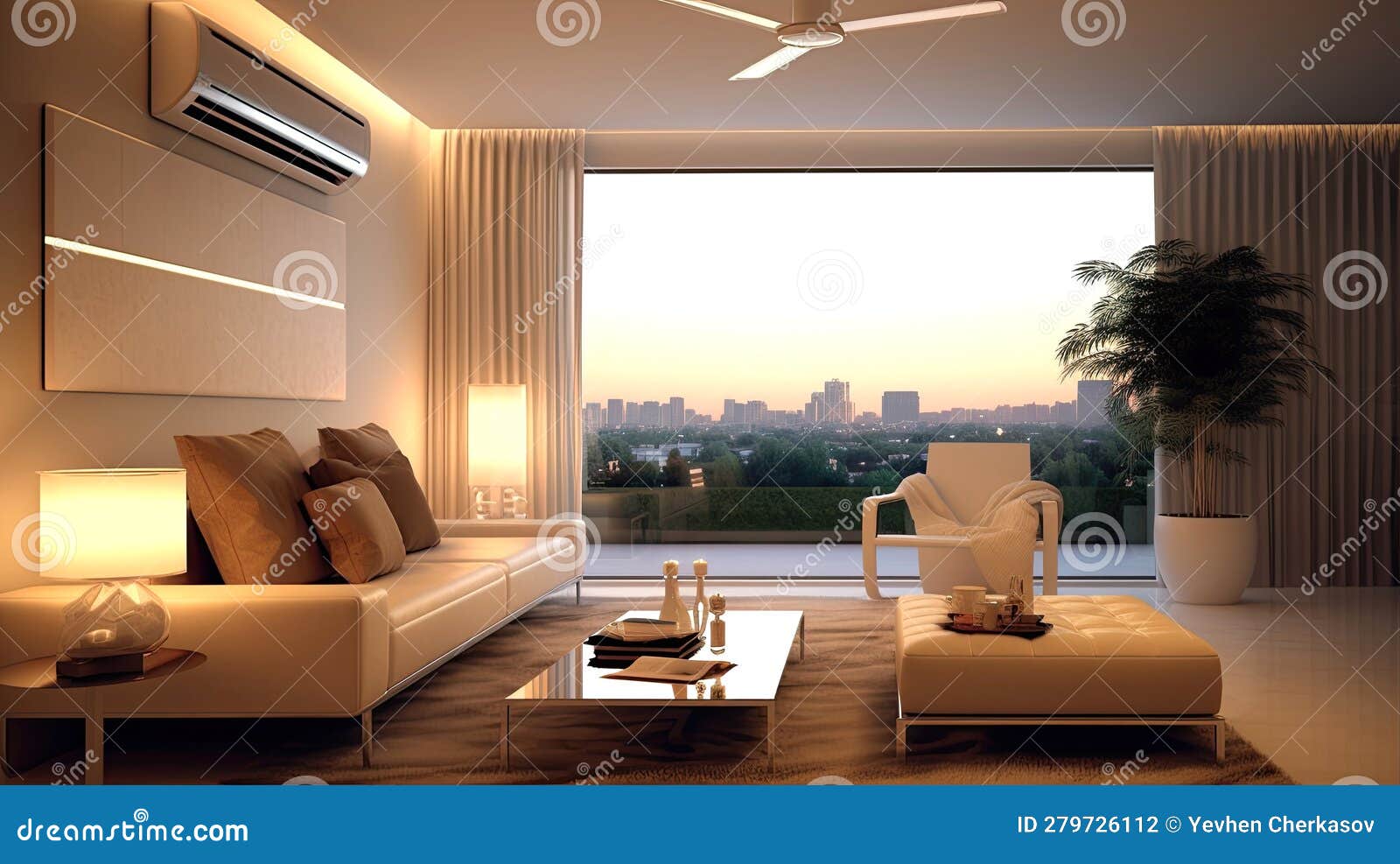 A Modern Air Conditioning Unit in a Stylish Setting. Created with ...
