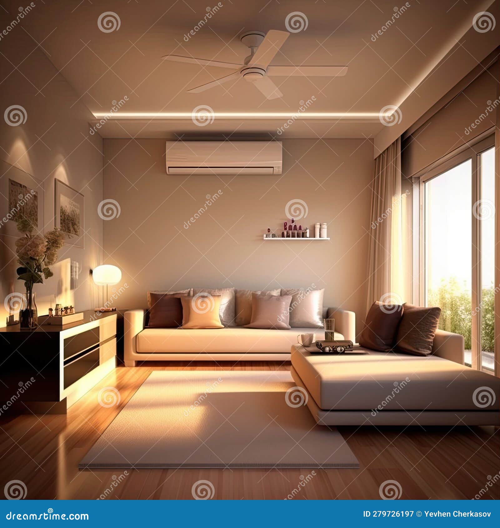 A Modern Air Conditioning Unit in a Stylish Setting. Created with ...