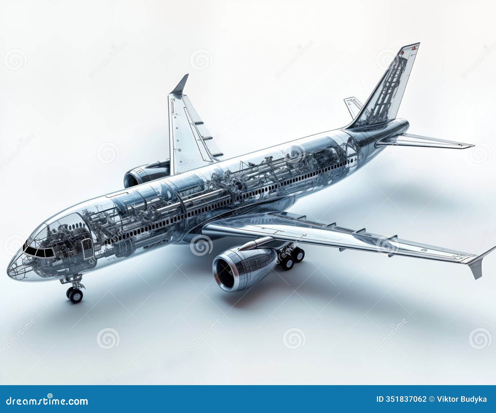 Modern Airplane Design. Transparent X-ray View of Aircraft Interior ...