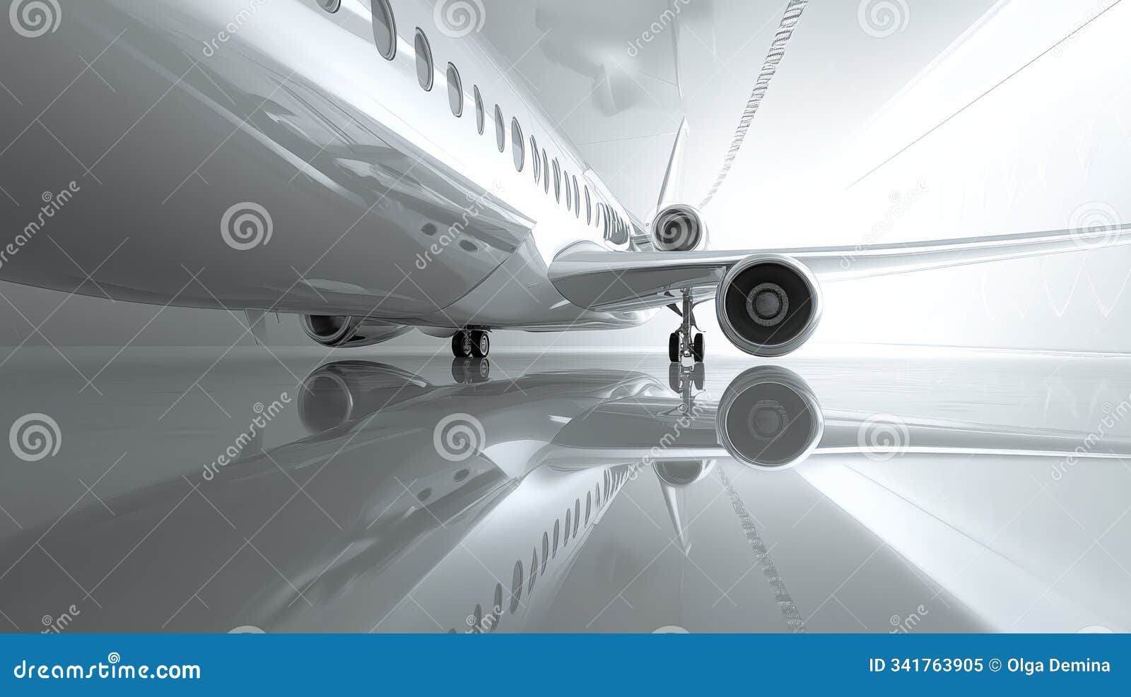 Modern Airplane Standing in Empty Hangar Stock Image - Image of ...