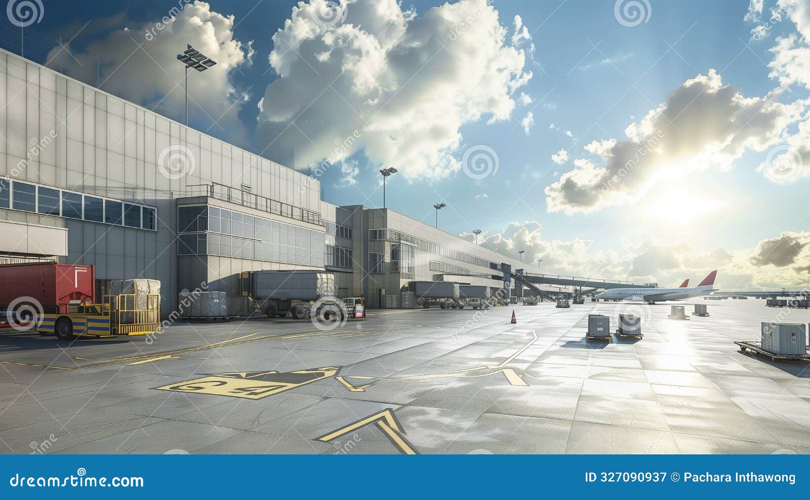 Modern Airport Cargo Terminal Stock Illustration - Illustration of ...