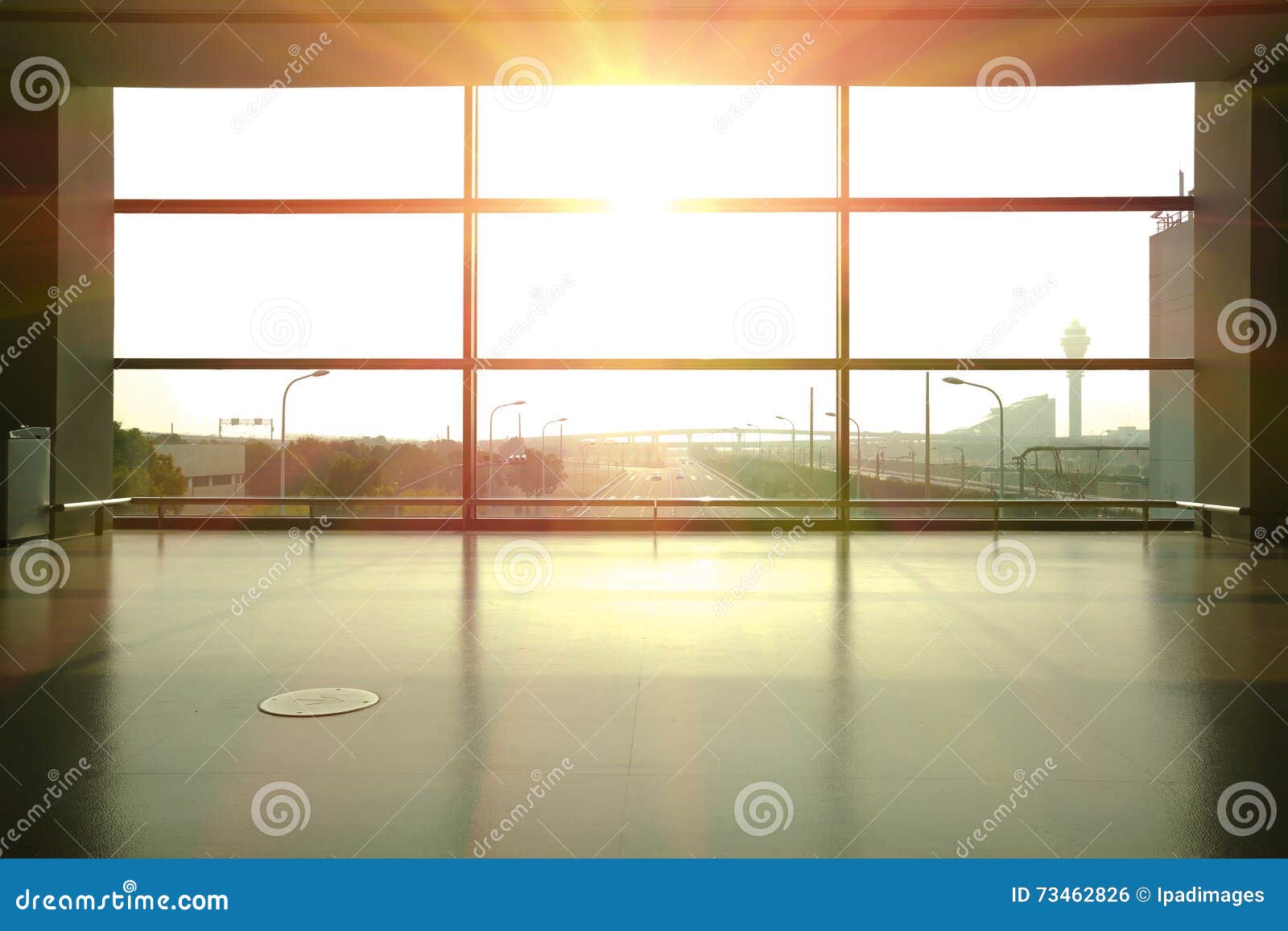 Modern Airport Interior Glass Wall Aisle Window Stock Photo - Image of ...