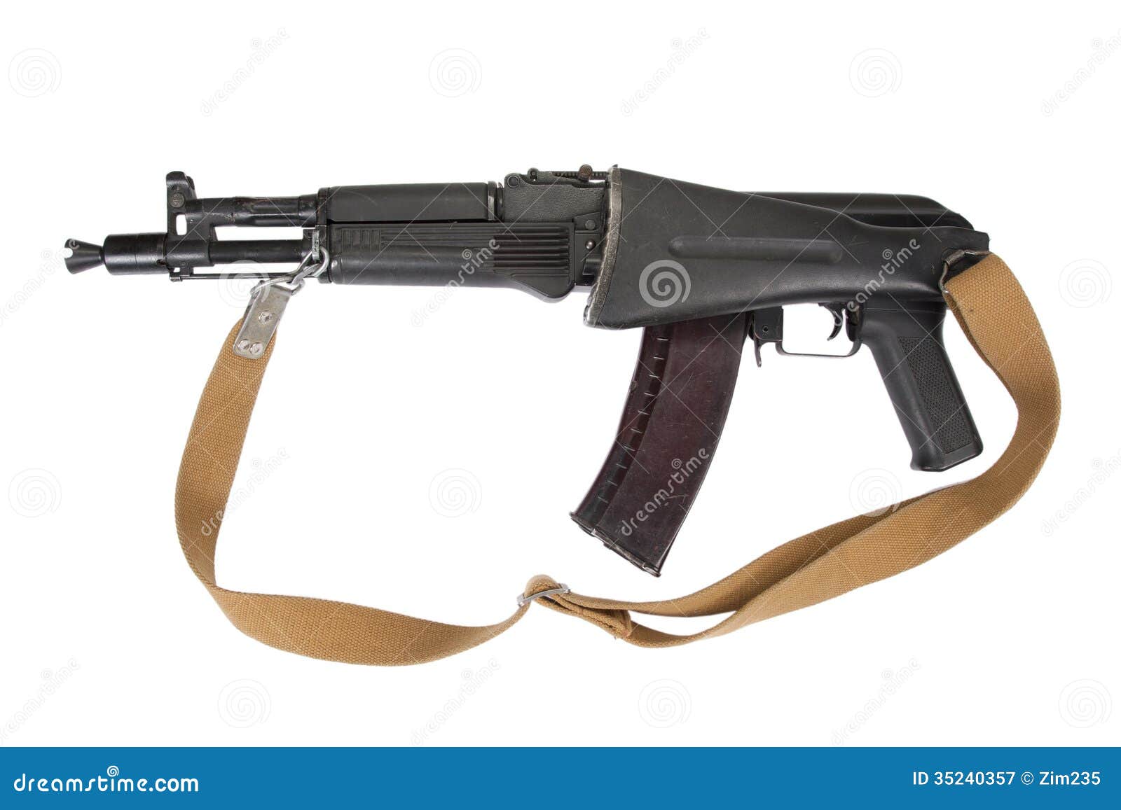 Modern AK Assault Rifle on White Stock Image - Image of military ...