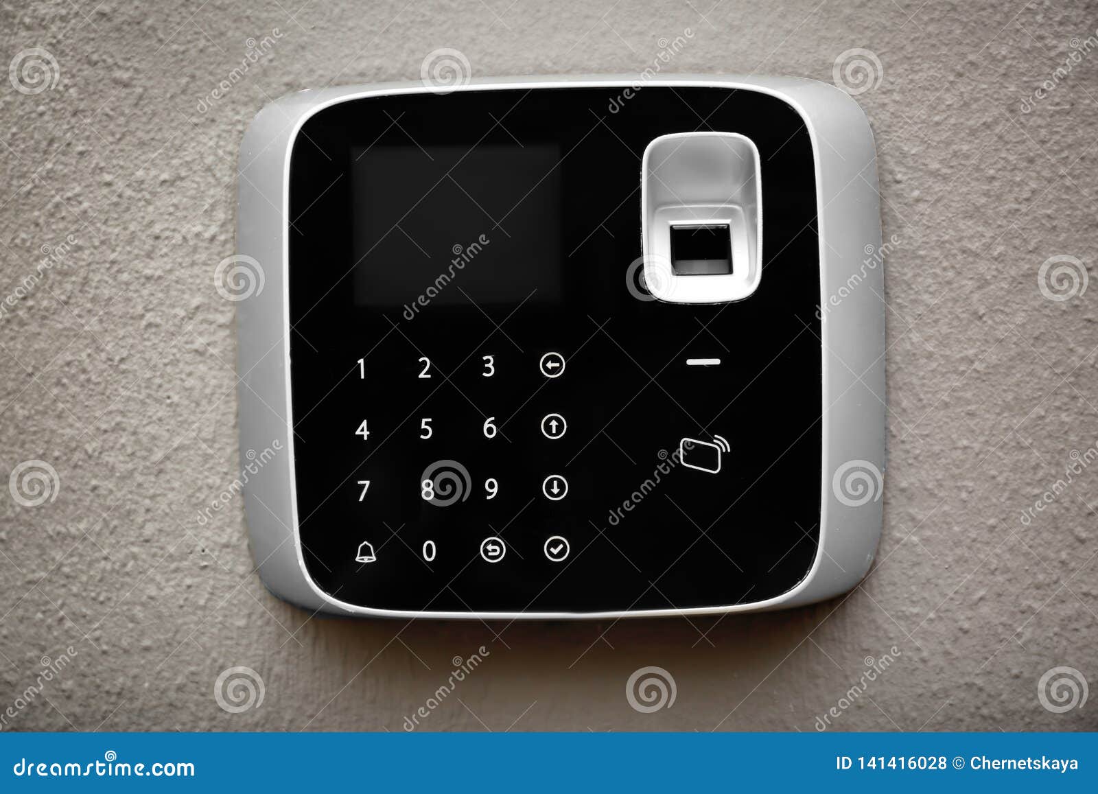 Modern Alarm System with Fingerprint Scanner Stock Photo - Image of ...