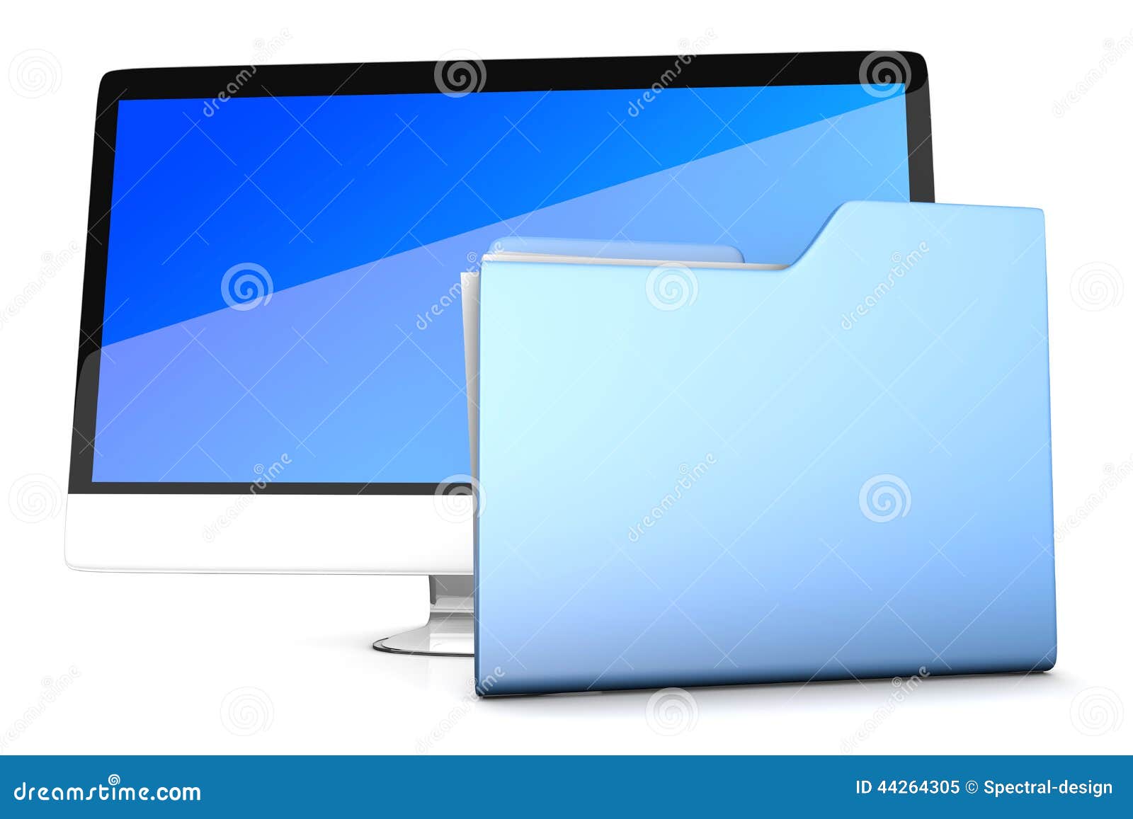A Modern All in One Computer with a Data Folder Stock Illustration ...