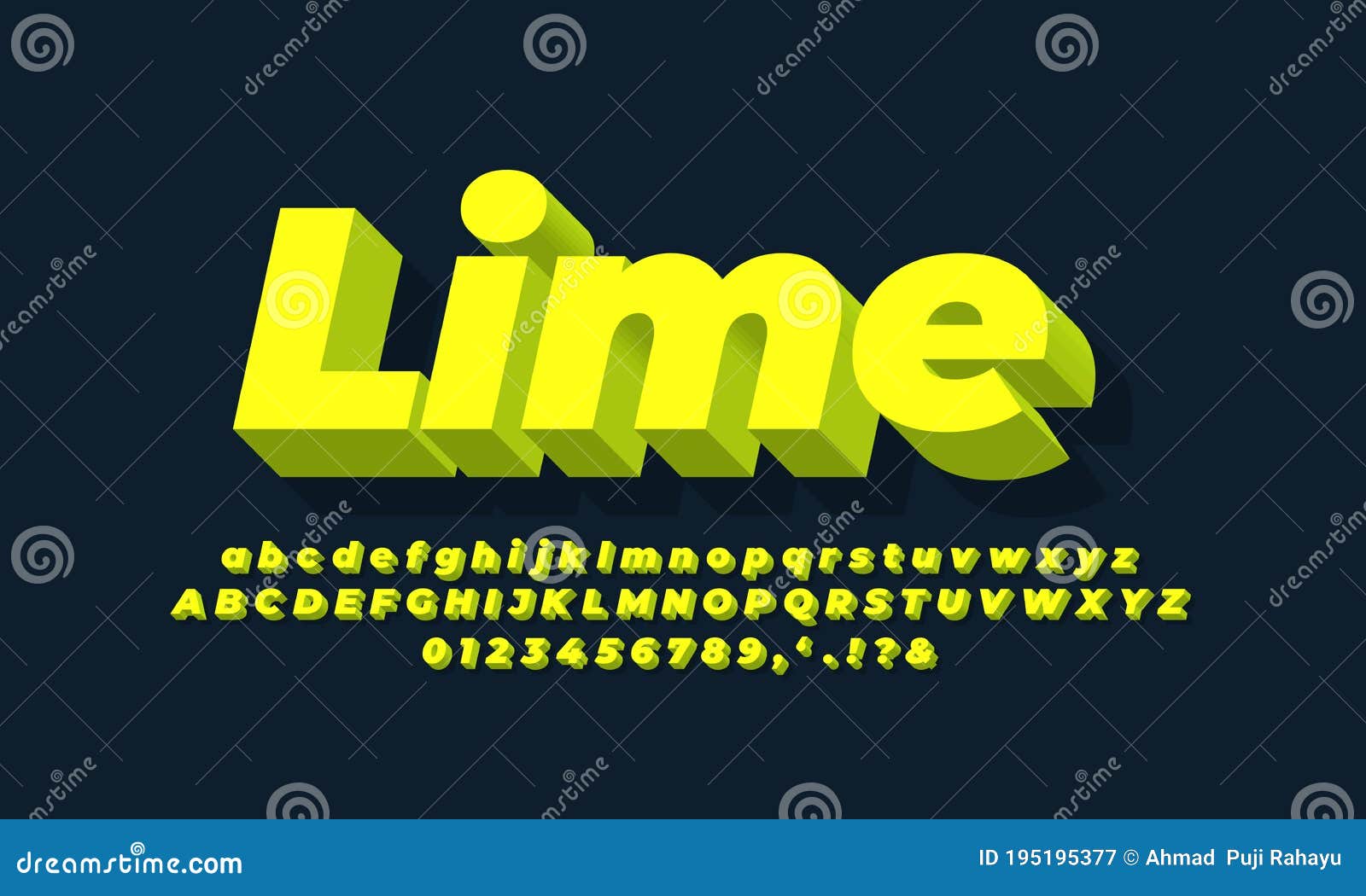 Modern Alphabet 3d Lime Text Effect or Font Effect Design Stock Vector ...