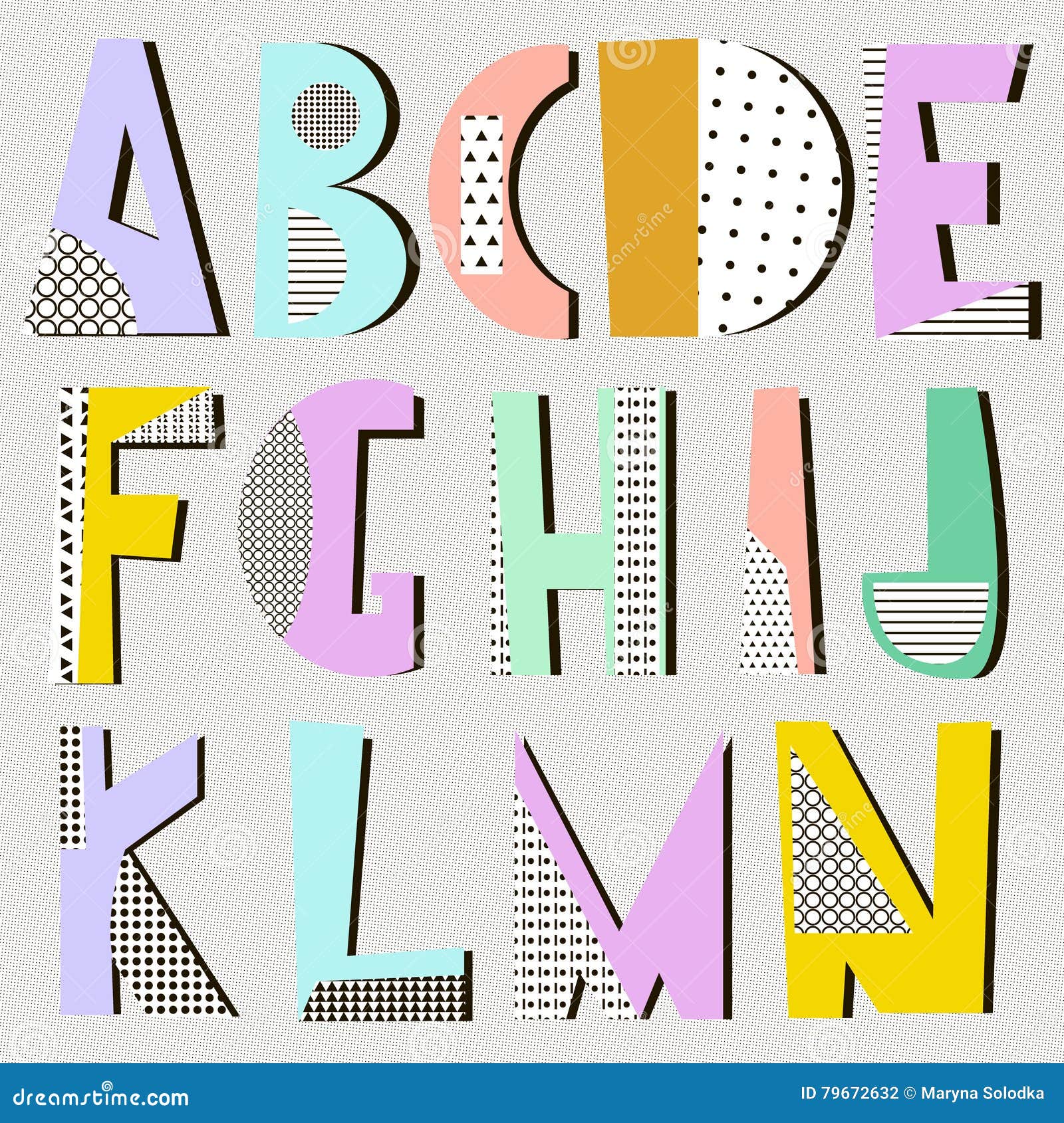 Modern Alphabet in Geometric Memphis Style. Trendy Retro Style Type ...