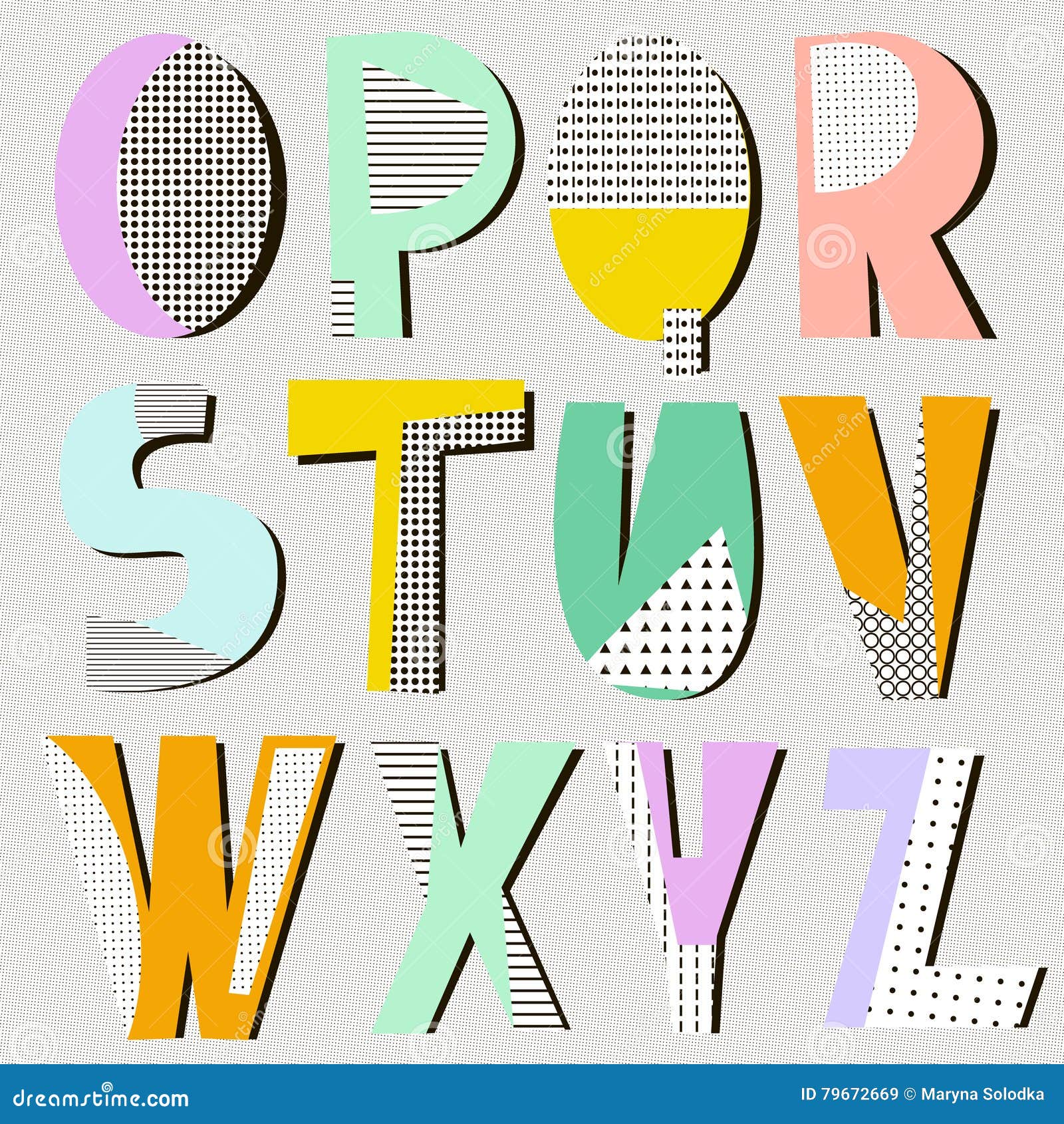 Modern Alphabet in Geometric Memphis Style. Trendy Retro Style Type ...