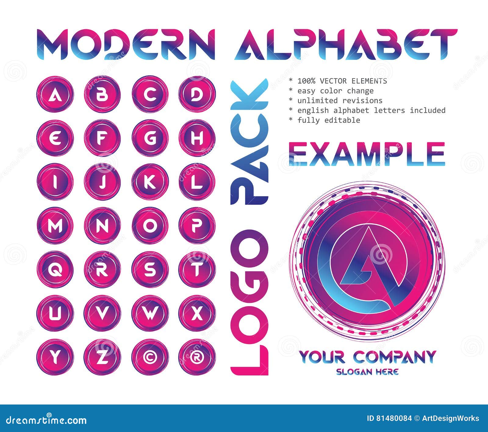 Alphabet Logos In Elegant Multicolor Faceted Style. Vintage Vector ...