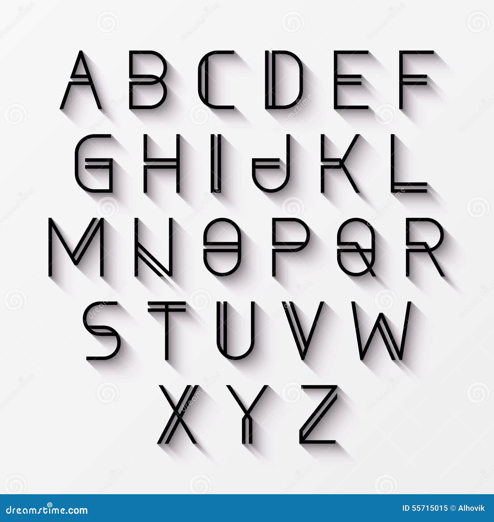 Modern Alphabet with Shadow Stock Vector - Illustration of font ...