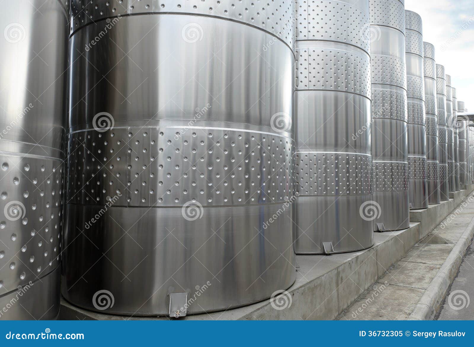 Modern aluminum barrels stock image. Image of fermentation - 36732305
